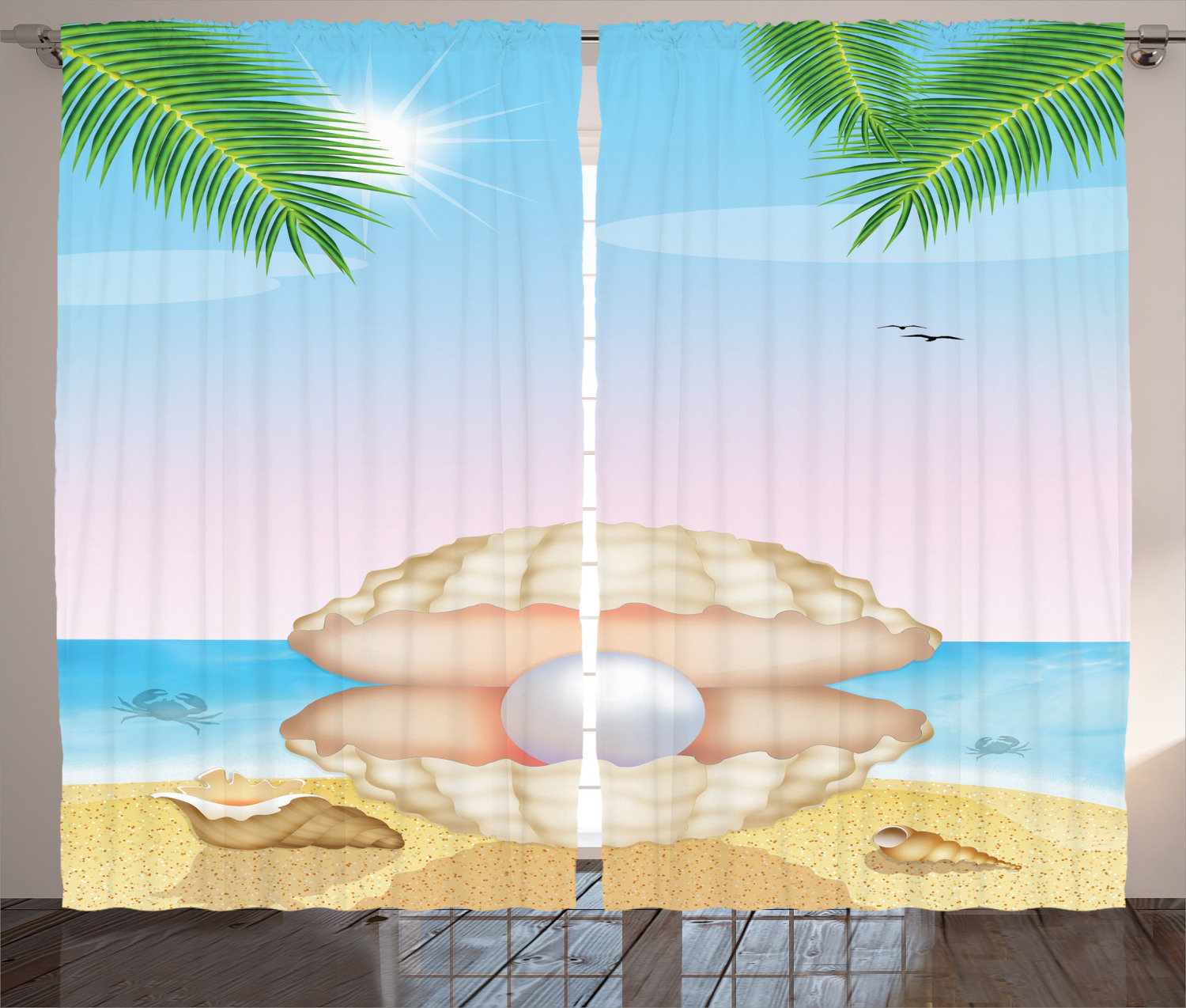 East Urban Home Pearls Semi-Sheer Rod Pocket Curtain Panels | Wayfair