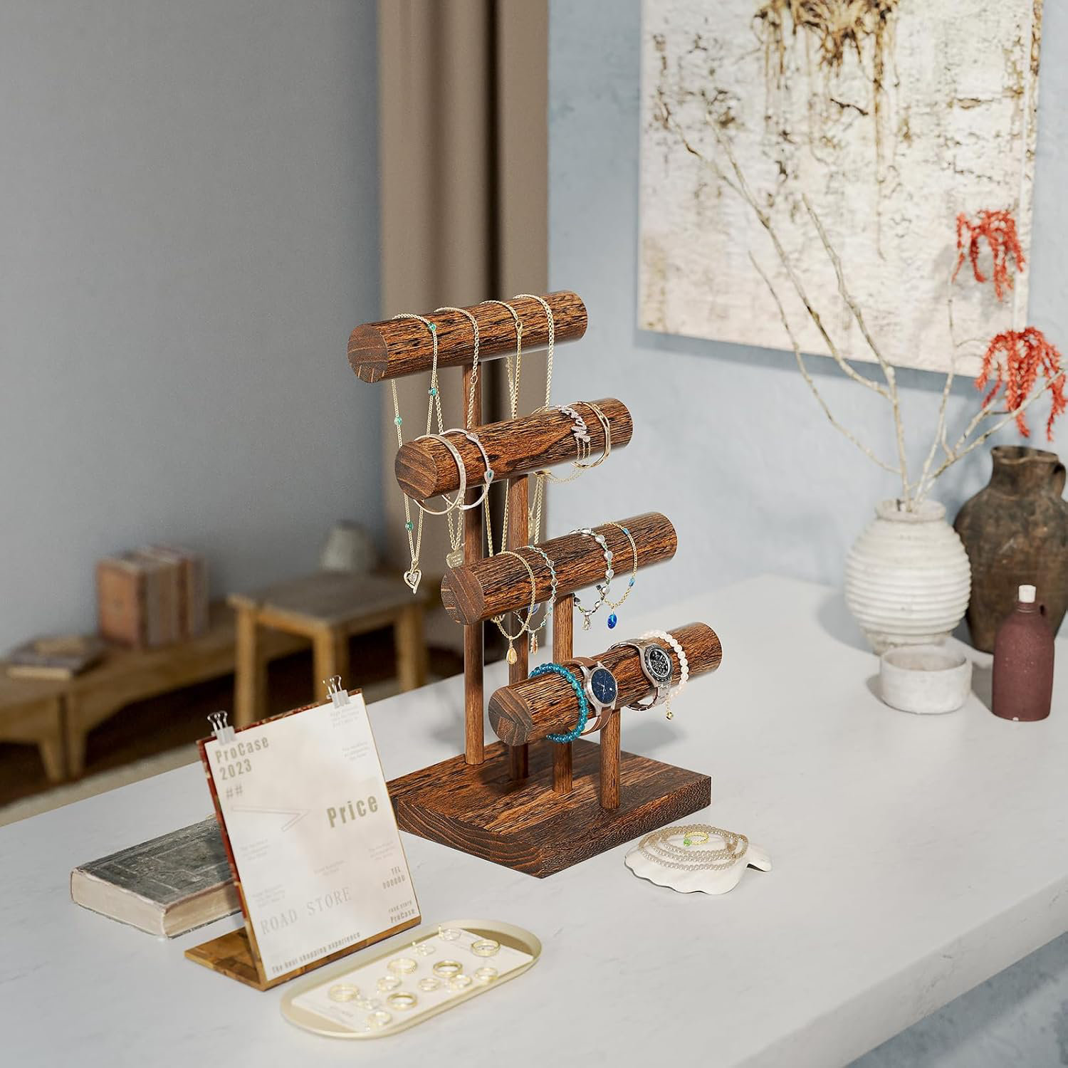 Gracie Oaks Bracelet Holder Display Bracelet Organizer, Wooden Bracelet ...