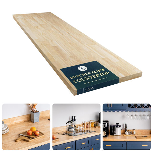 All For Wood Natural Hevea Butcherblock Countertop| Wayfair