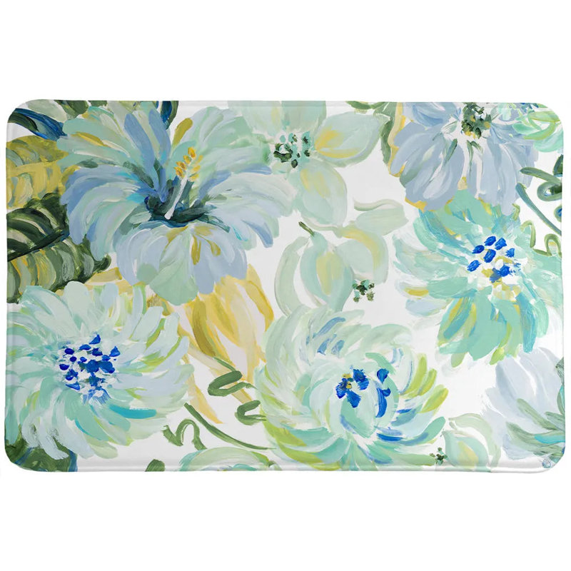 Winston Porter Nenad Tropical Floral Foliage Memory Foam Rug | Wayfair