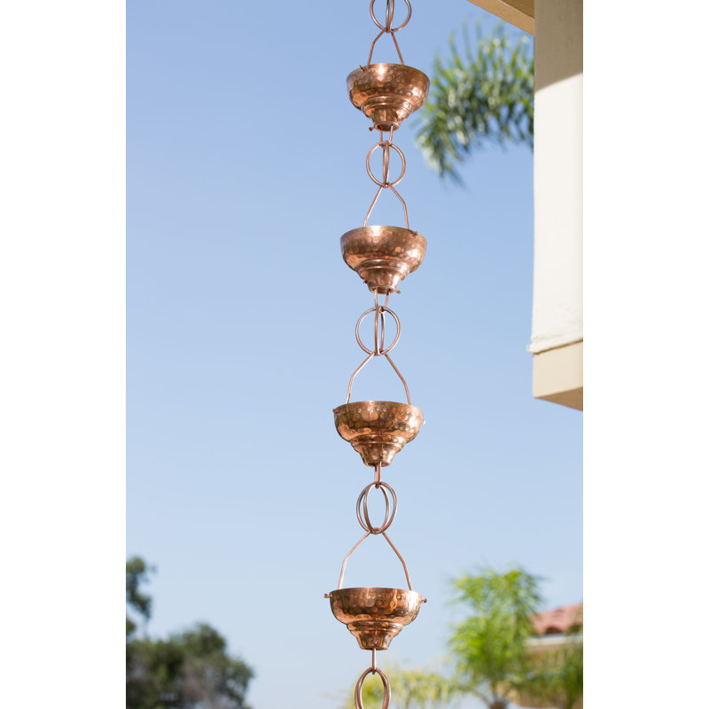 Monarch Rain Chains Pure Copper Eastern Hammered Cup Rain Chain ...