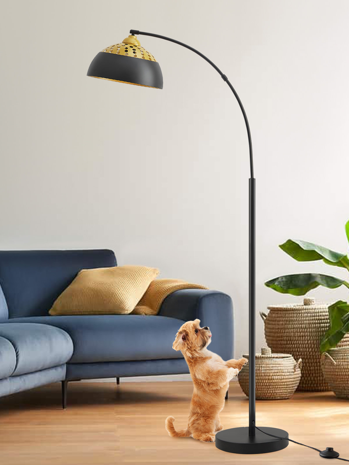Ebern Designs Arc Floor Lamps For Living Room, Tall Pole Lamp With Foot ...