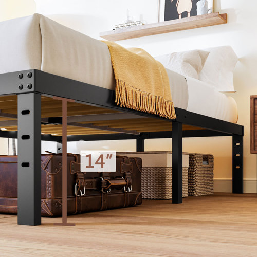 Alwyn Home Marple 16 Inch Metal Platform Bed Frame with Wood Slat ...