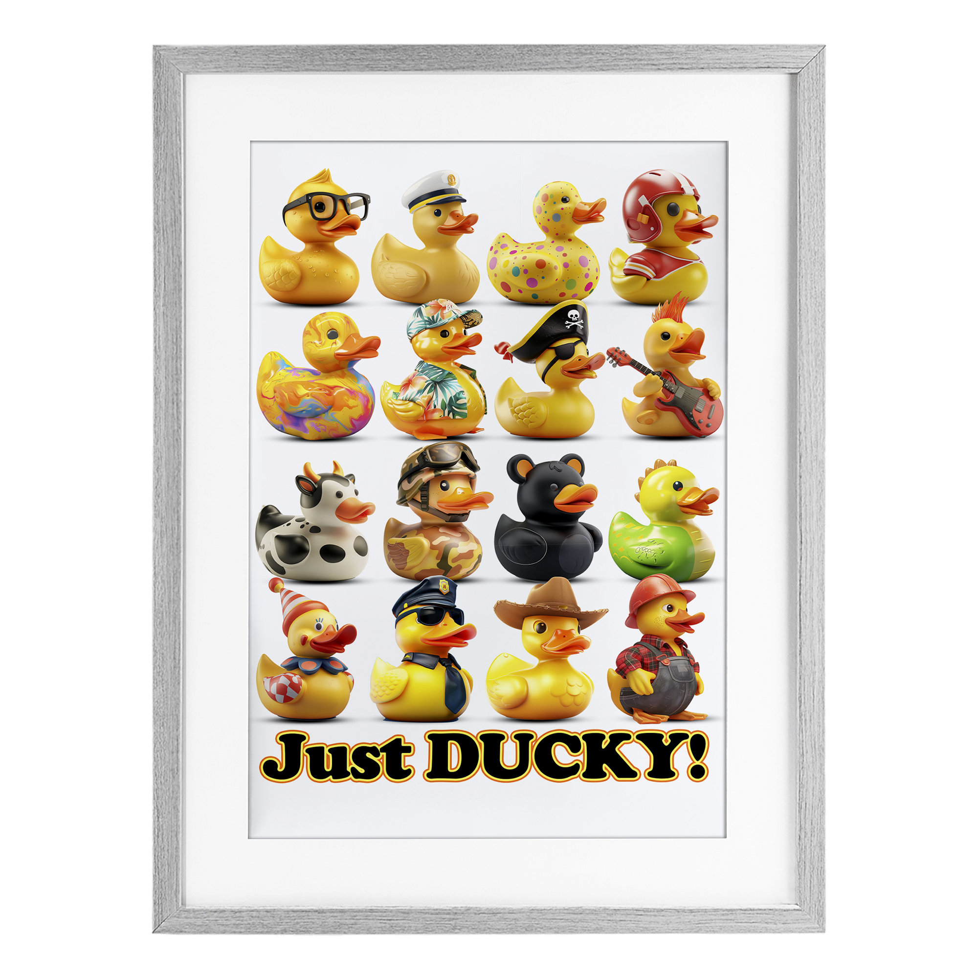 Trinx Just Ducky Characters Framed Print Under Glass, design by Jim ...