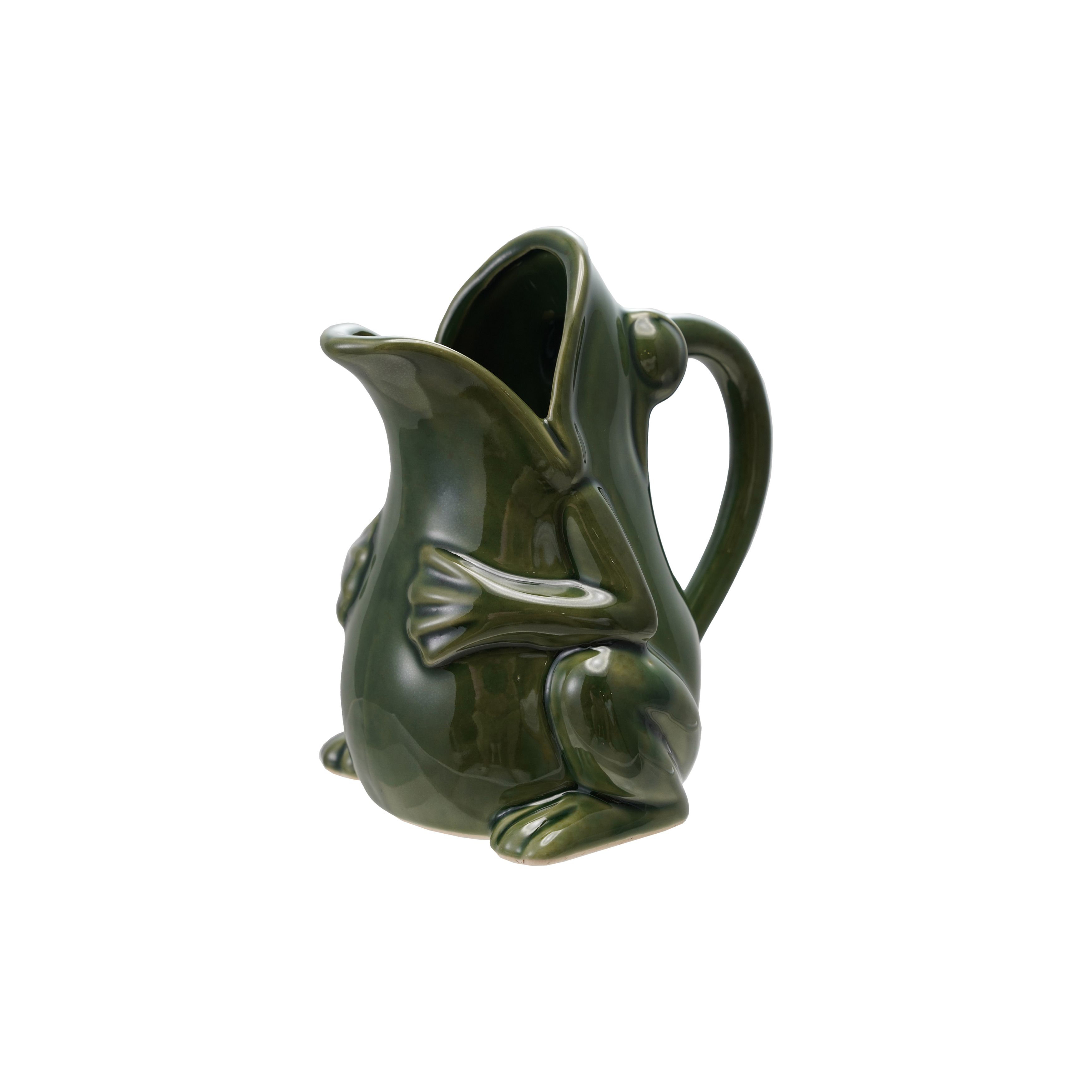 Ophelia & Co. 16-Ounce Stoneware Frog Pitcher, Reactive Glaze, Green ...