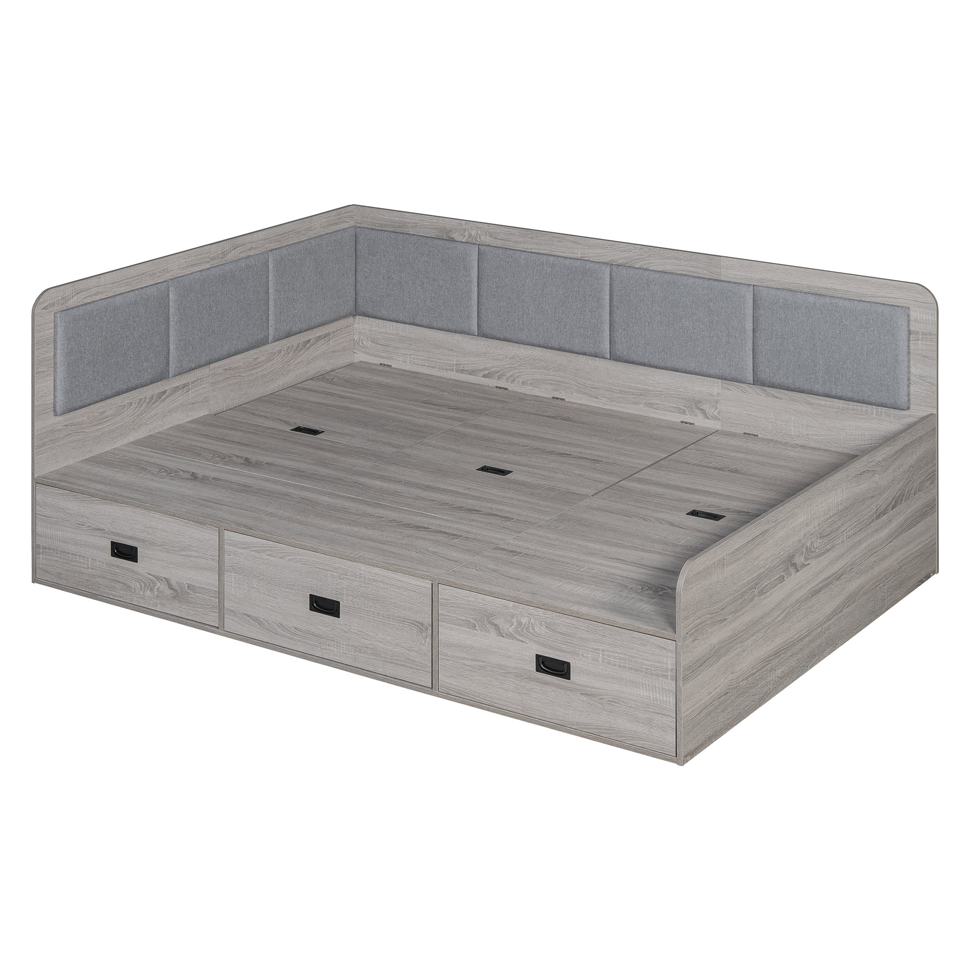 Hokku Designs Corner Daybed With Storage and Upholstered Backrest | Wayfair