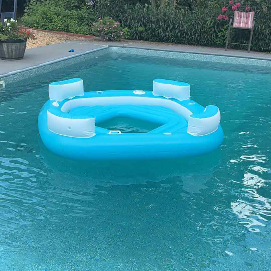 Stunver Floating Island Pool Float - Inflatable 4-Person Swimming Pool ...