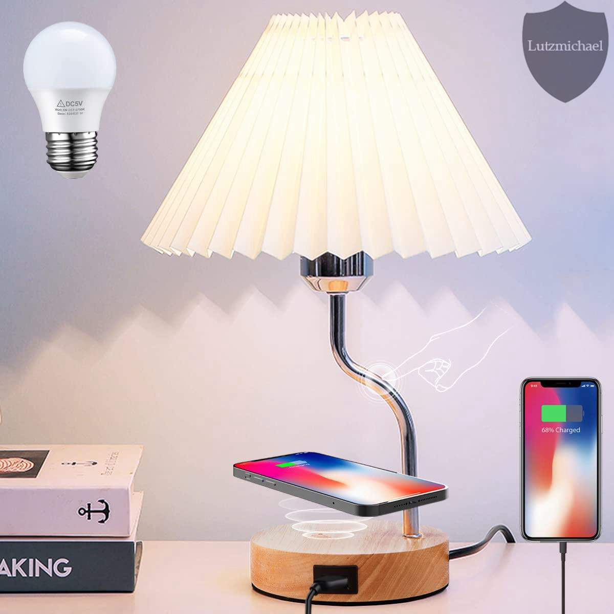 Wrought Studio Daedrian Solid Wood USB Desk Lamp | Wayfair