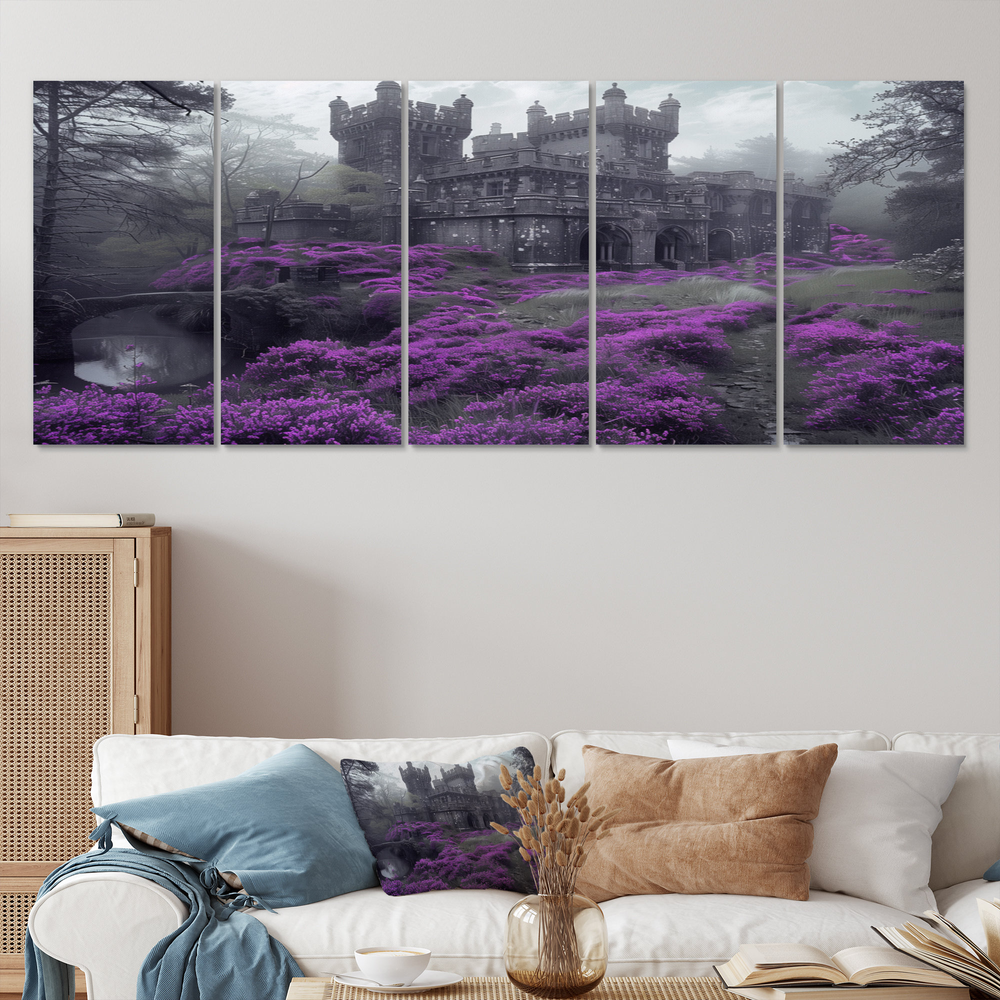Winston Porter Monochrome Fog Castle Flowers In France III - Castles ...