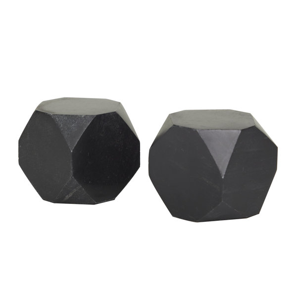 Joss & Main Marble Octagon Block Geometric Decorative Bookends ...