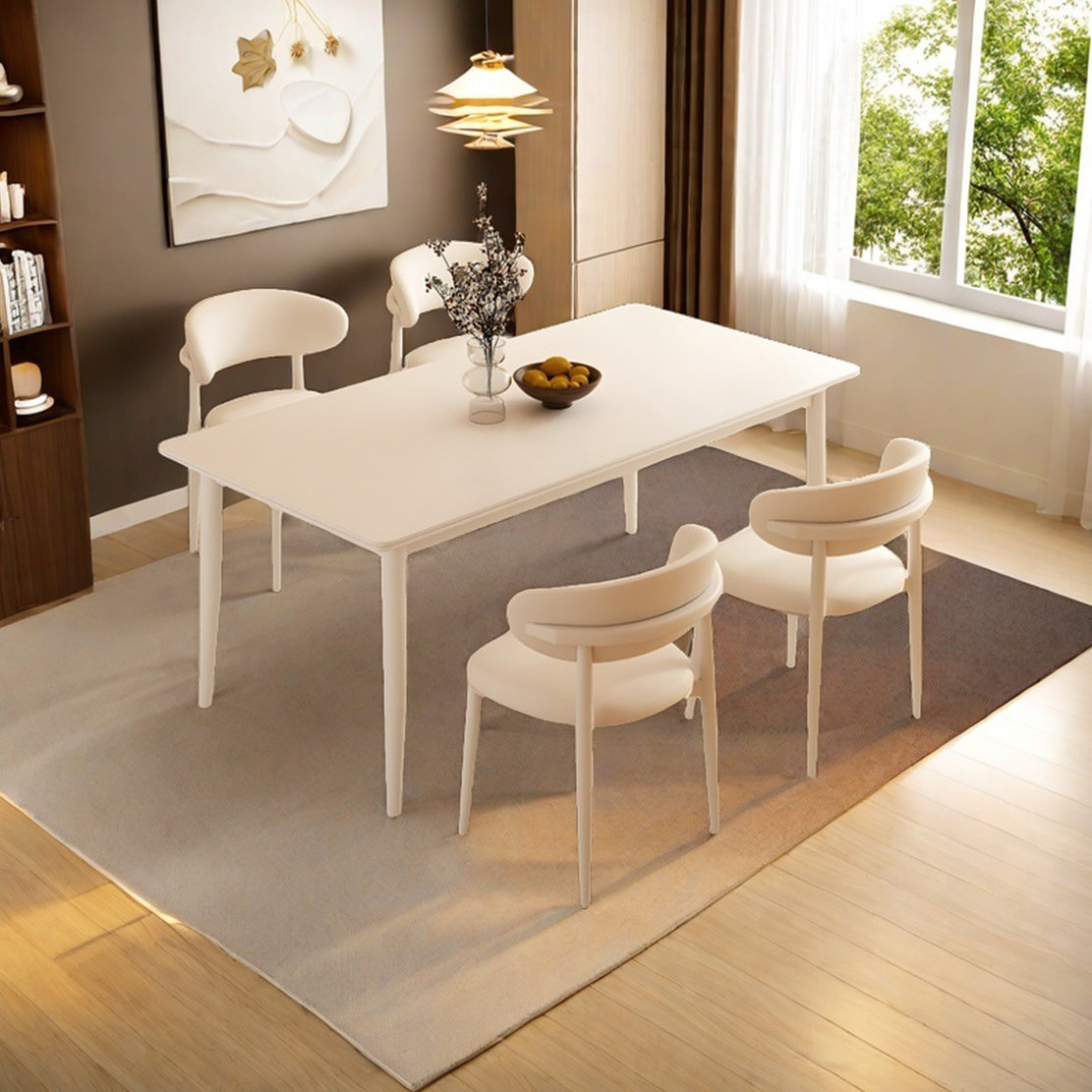MRzenghong French Pure White Slate Dining Table | Wayfair
