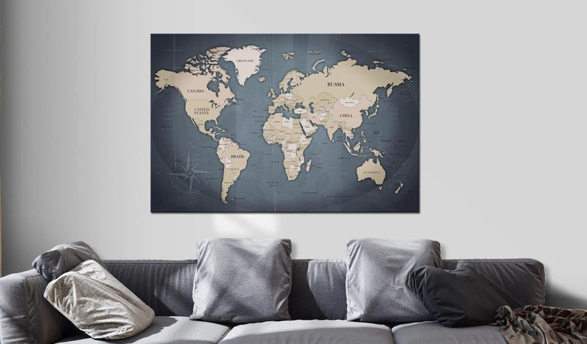 Breakwater Bay Stretched Canvas World Map Art - World Map: Shades Of ...