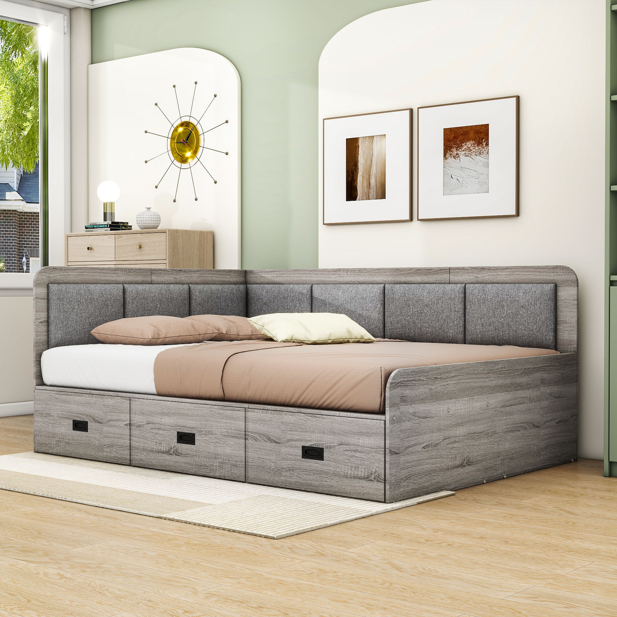 Latitude Run® Hubert Versatile Upholstered "L" Shaped Daybed with ...