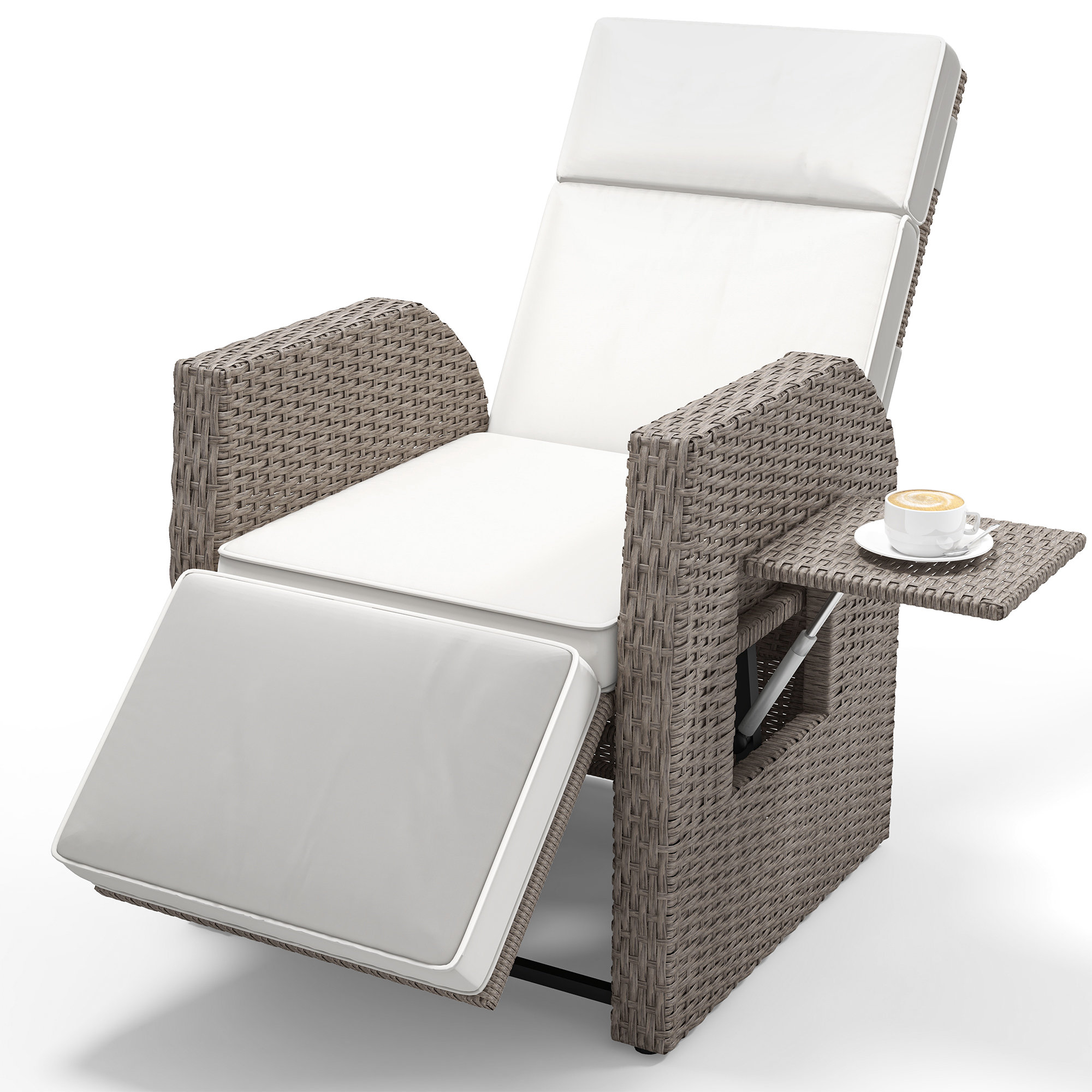 Red Barrel Studio Outdoor Recliner Chair, Patio Wicker Lounge Chair ...