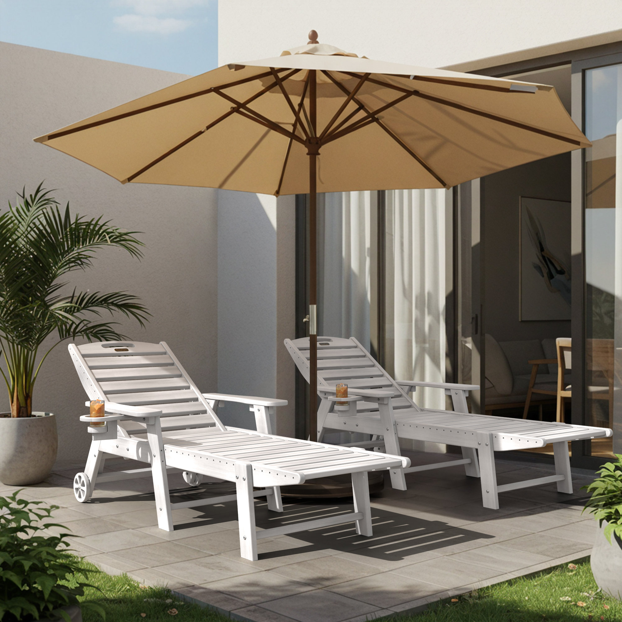 Lark Manor™ Pool Lounge Chairs Wheels Lounge Chaise Set Outdoor ...