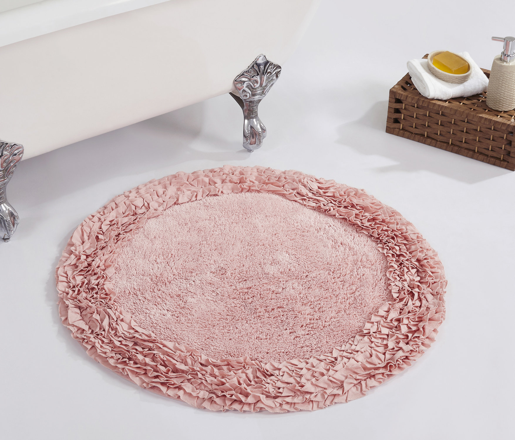 Ebern Designs Adelade 100% Cotton Bath Mat / Round Bathroom Rugs ...