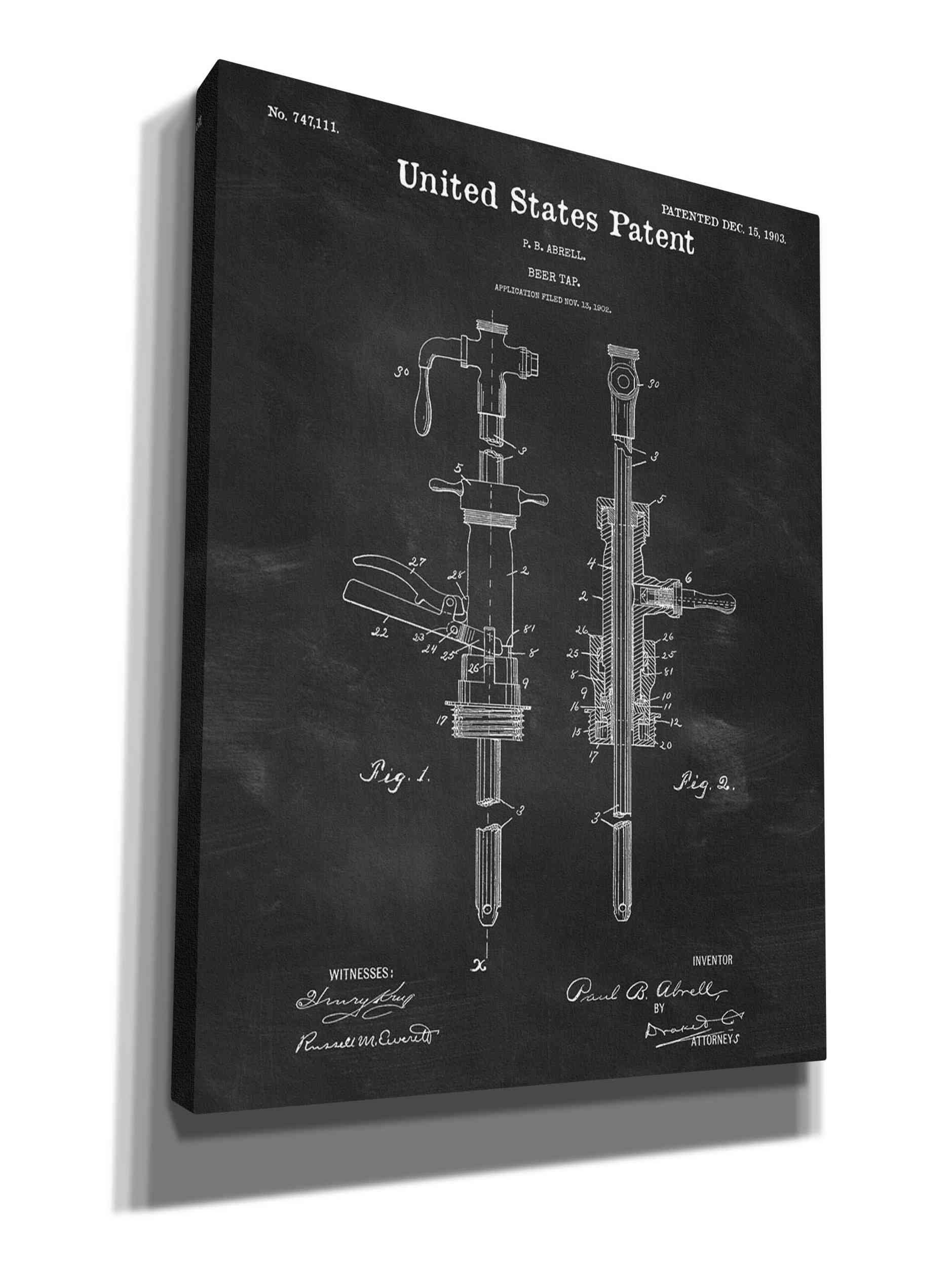 Williston Forge ''Beer Tab Blueprint Patent Chalkboard'' Canvas Wall ...