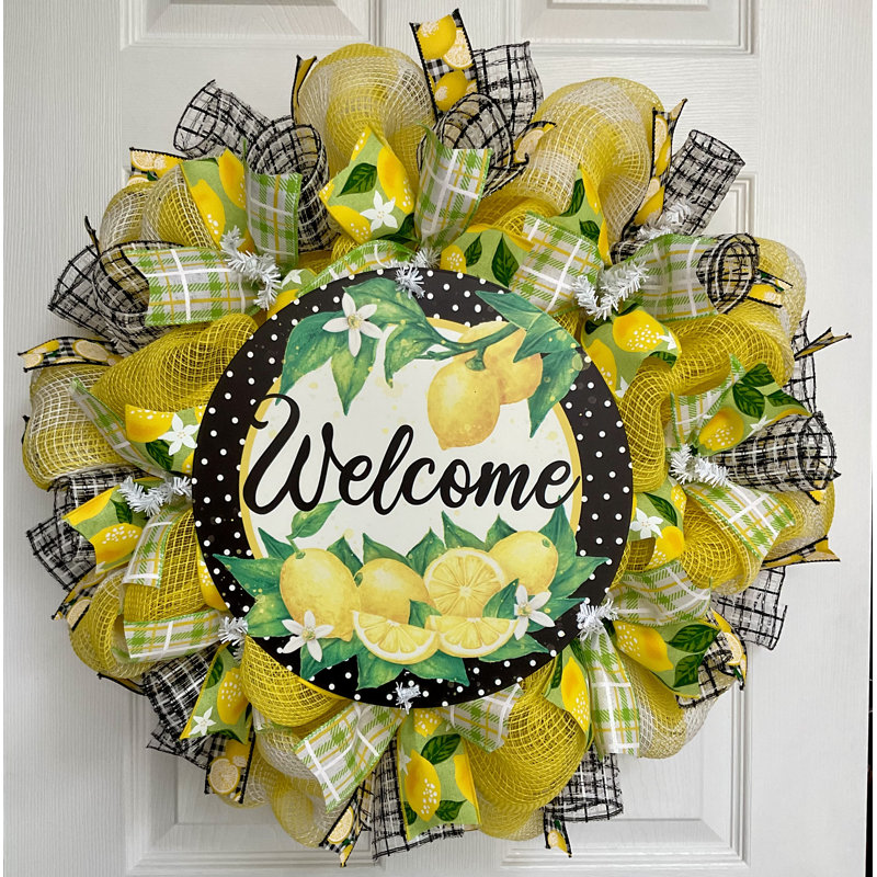 Primrue Spring Welcome Wreath With Lemons | Wayfair