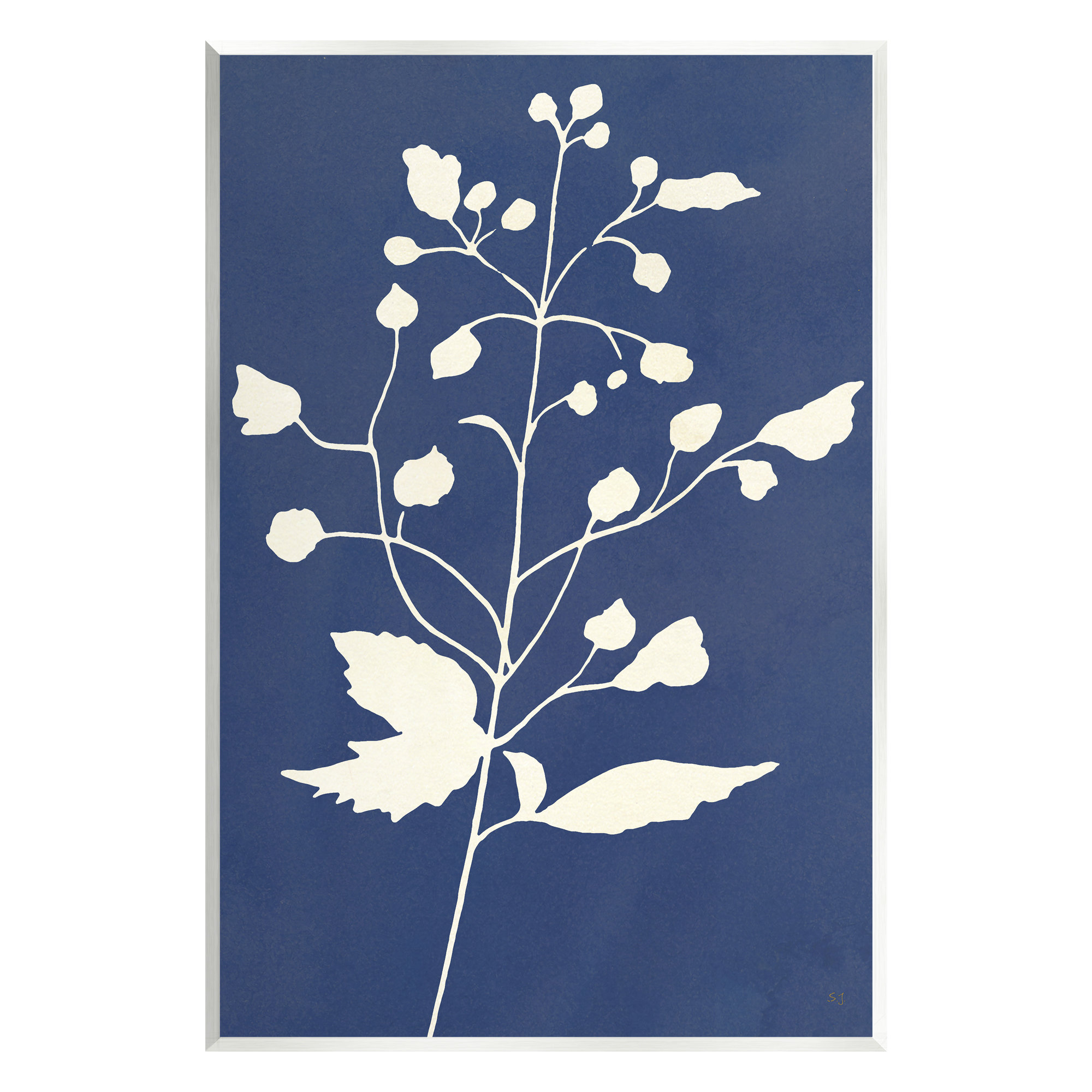 Stupell Industries " Contemporary Botanical Sprig Shape Abstract Plant ...