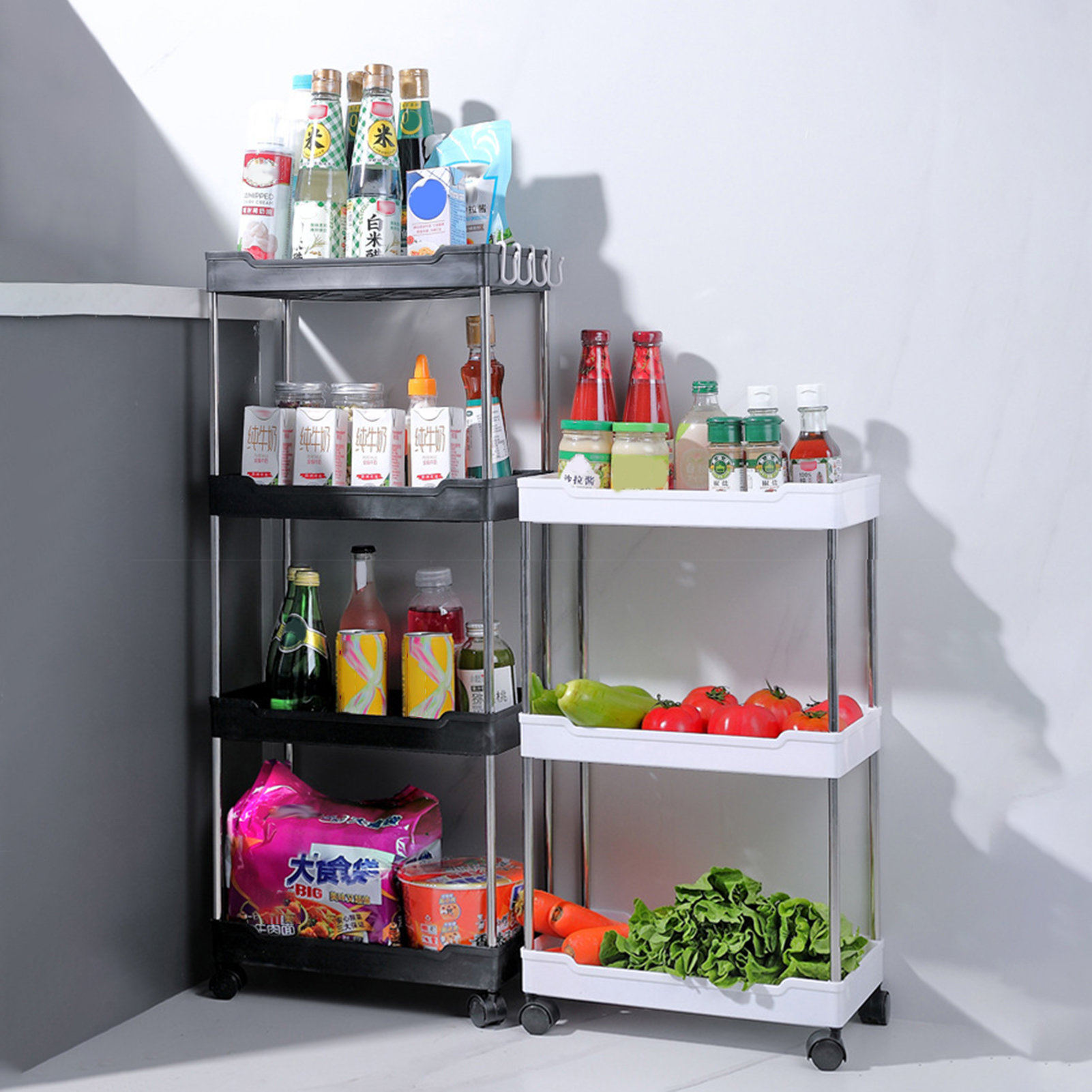 Latitude Run® Utility Rolling Storage Cart Trolley with Lockable Wheels ...