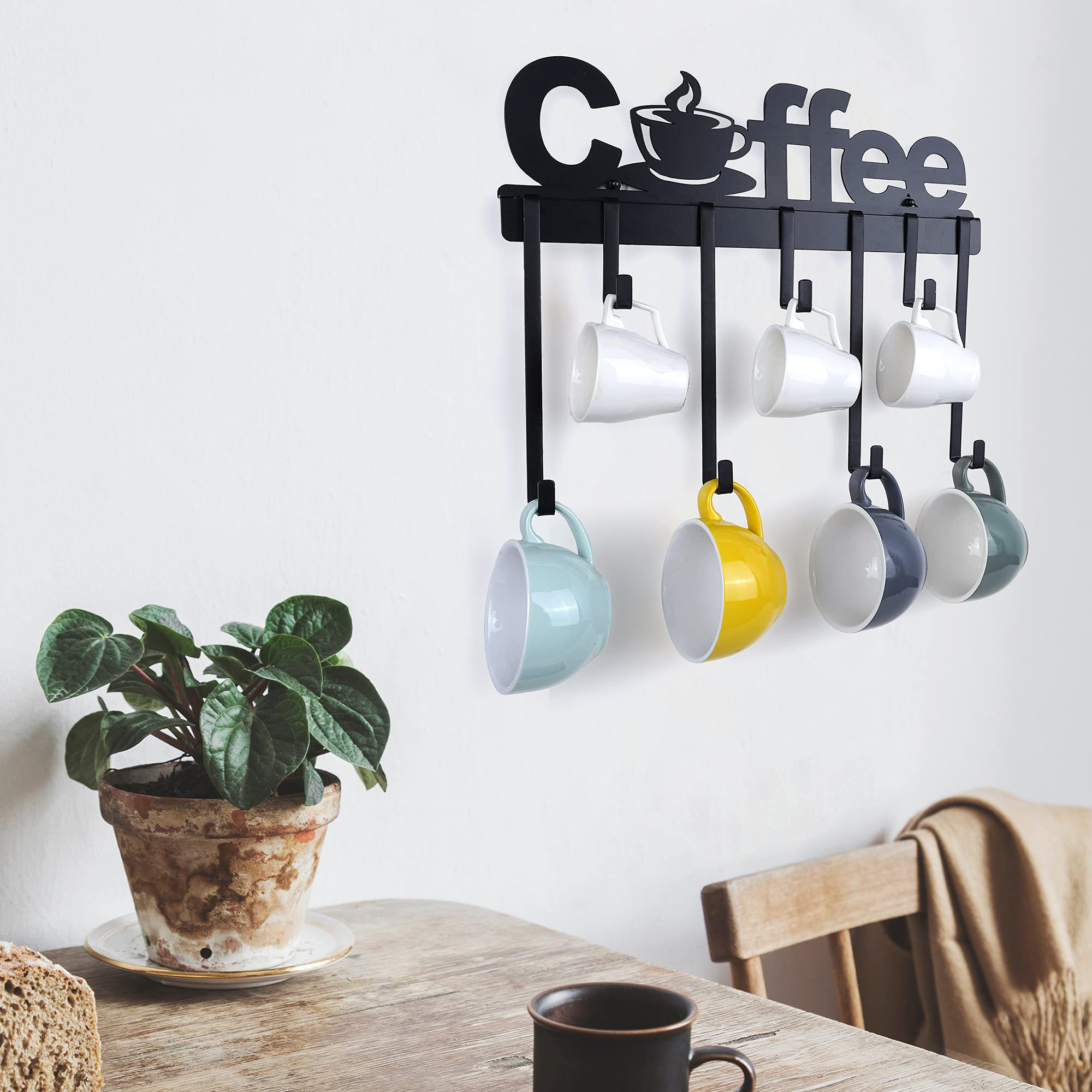 Latitude Run® Coffee Mug Rack Wall Mounted 17-Inch Wall Coffee Mug ...