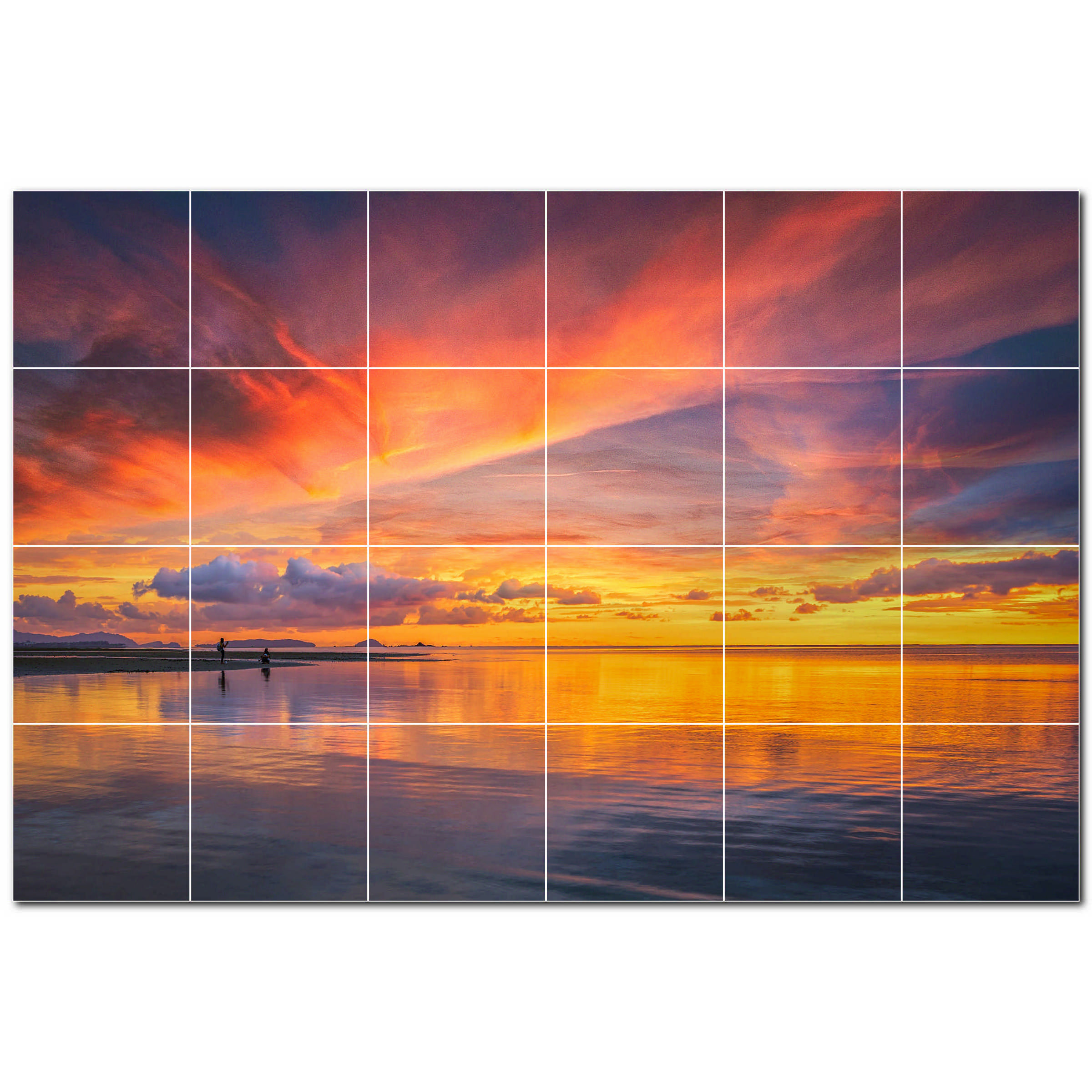 Picture-Tiles.com Sunset Photo 12'' x 12'' Satin Ceramic Decorative ...