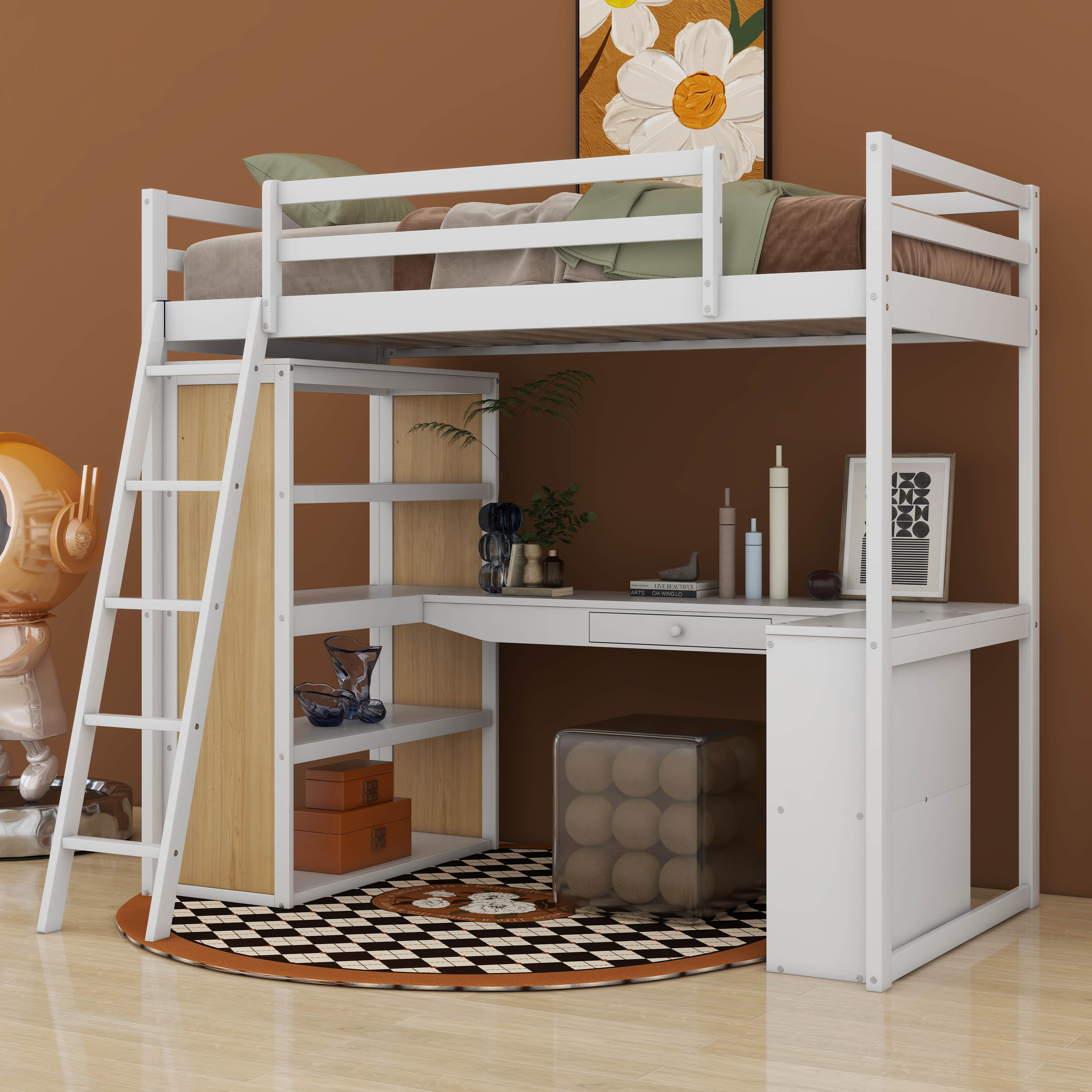 Harriet Bee Hayron Twin Size Loft Bed with Ladder | Wayfair