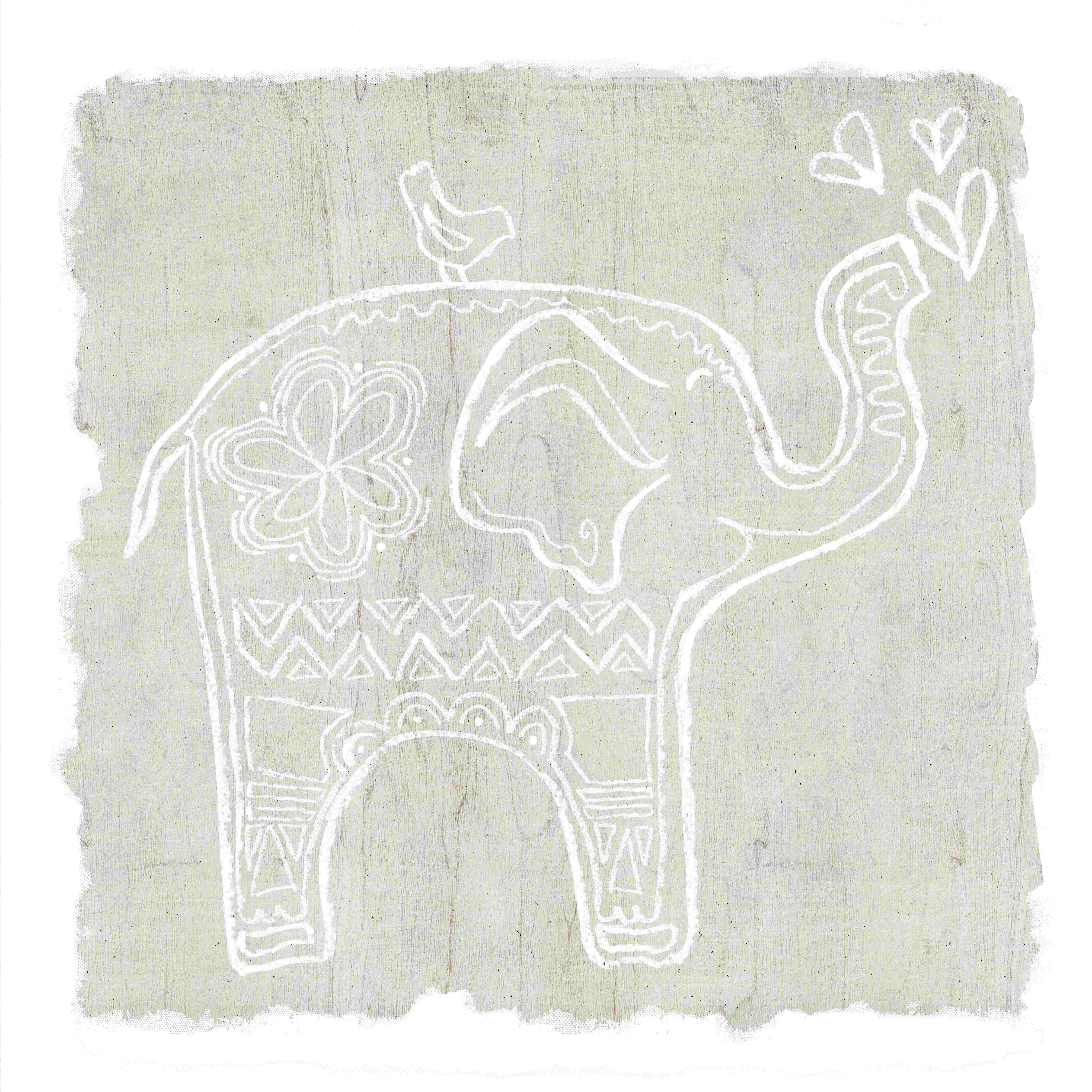 Indigo Safari " Elephant Sketch " Painting Print | Wayfair