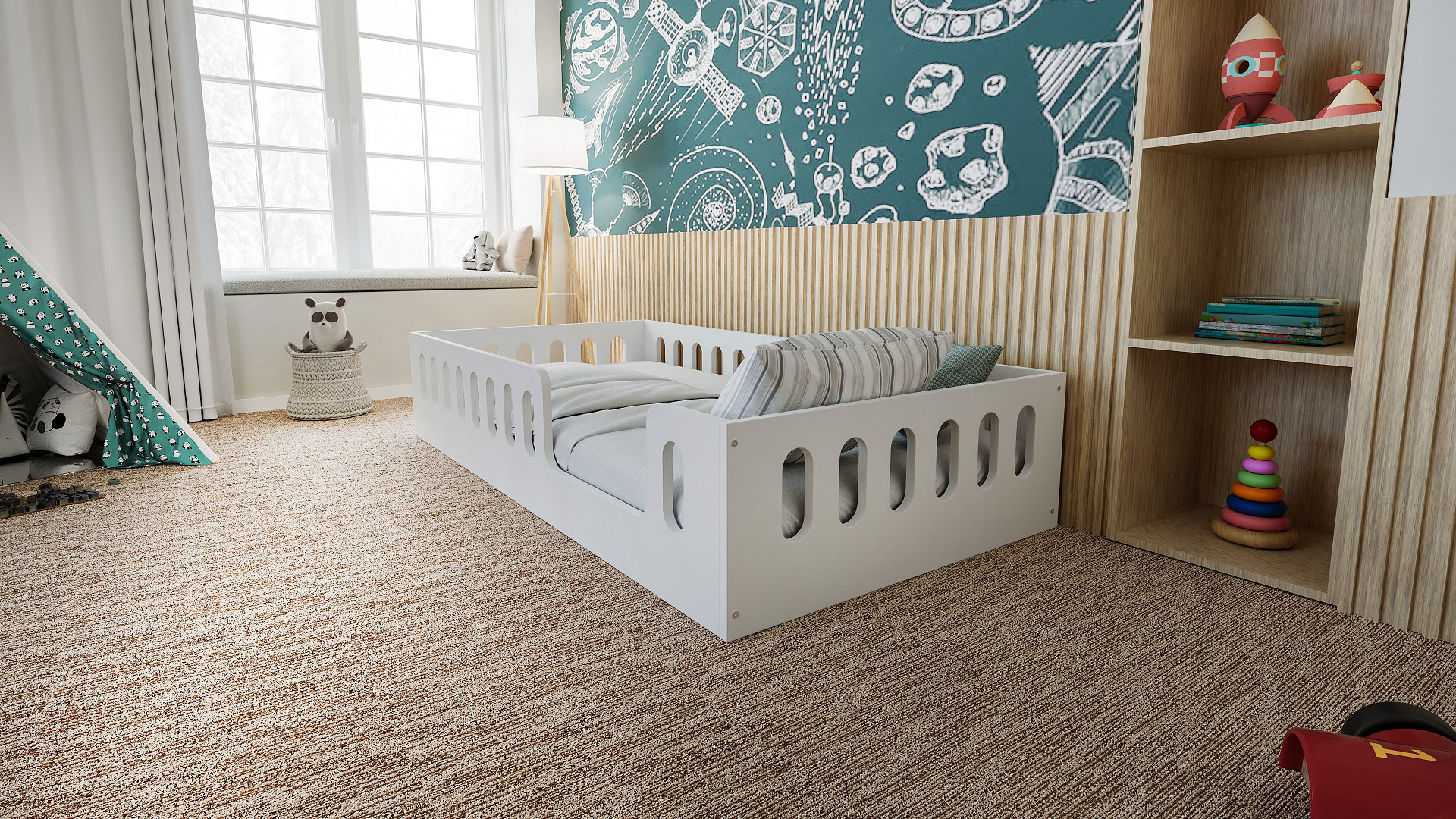 Harriet Bee Bed Isahag White With Non-flammable Mattress 160/80 ...