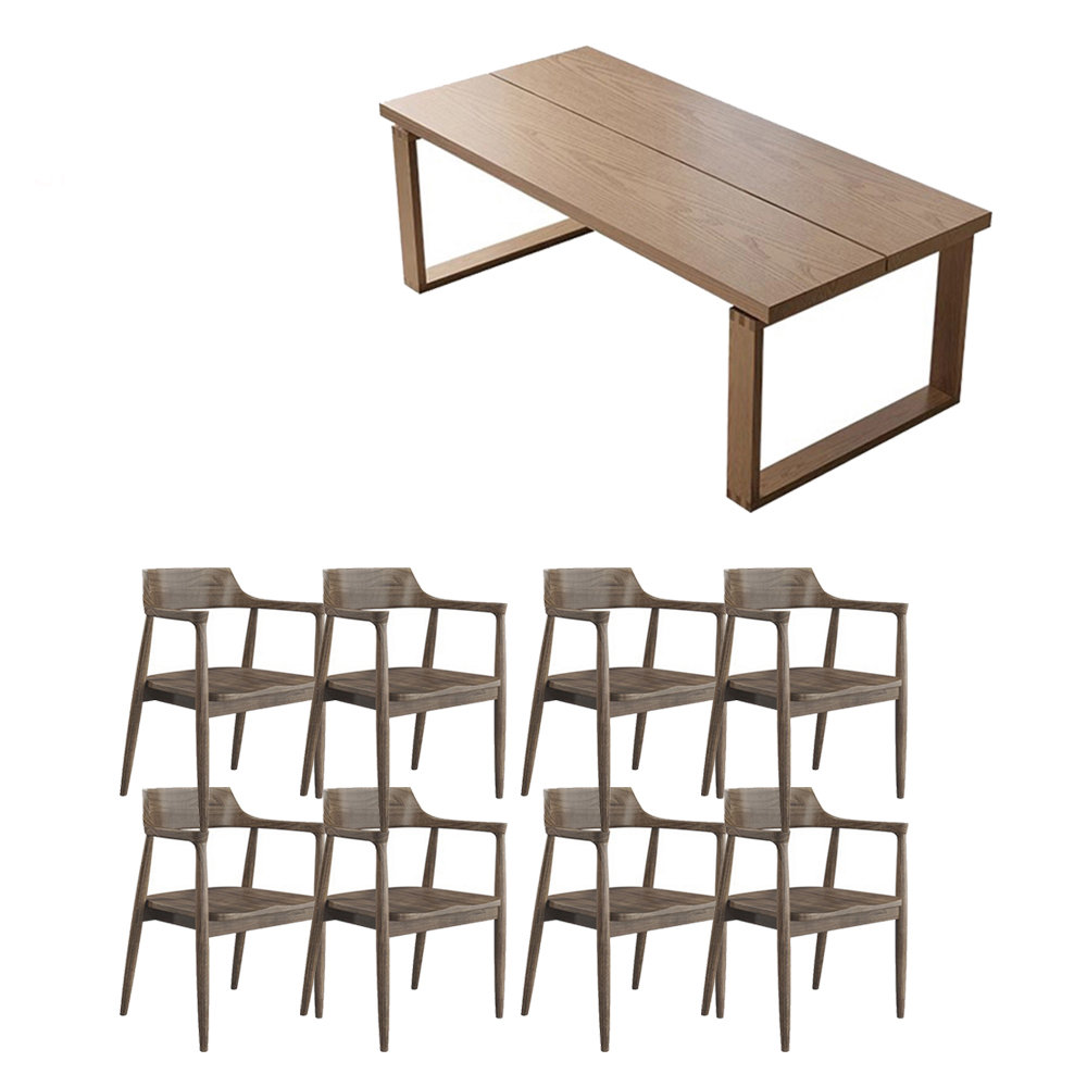 Brishher Nordic Rectangular All-solid Wood Dining Table Set Rectangular ...