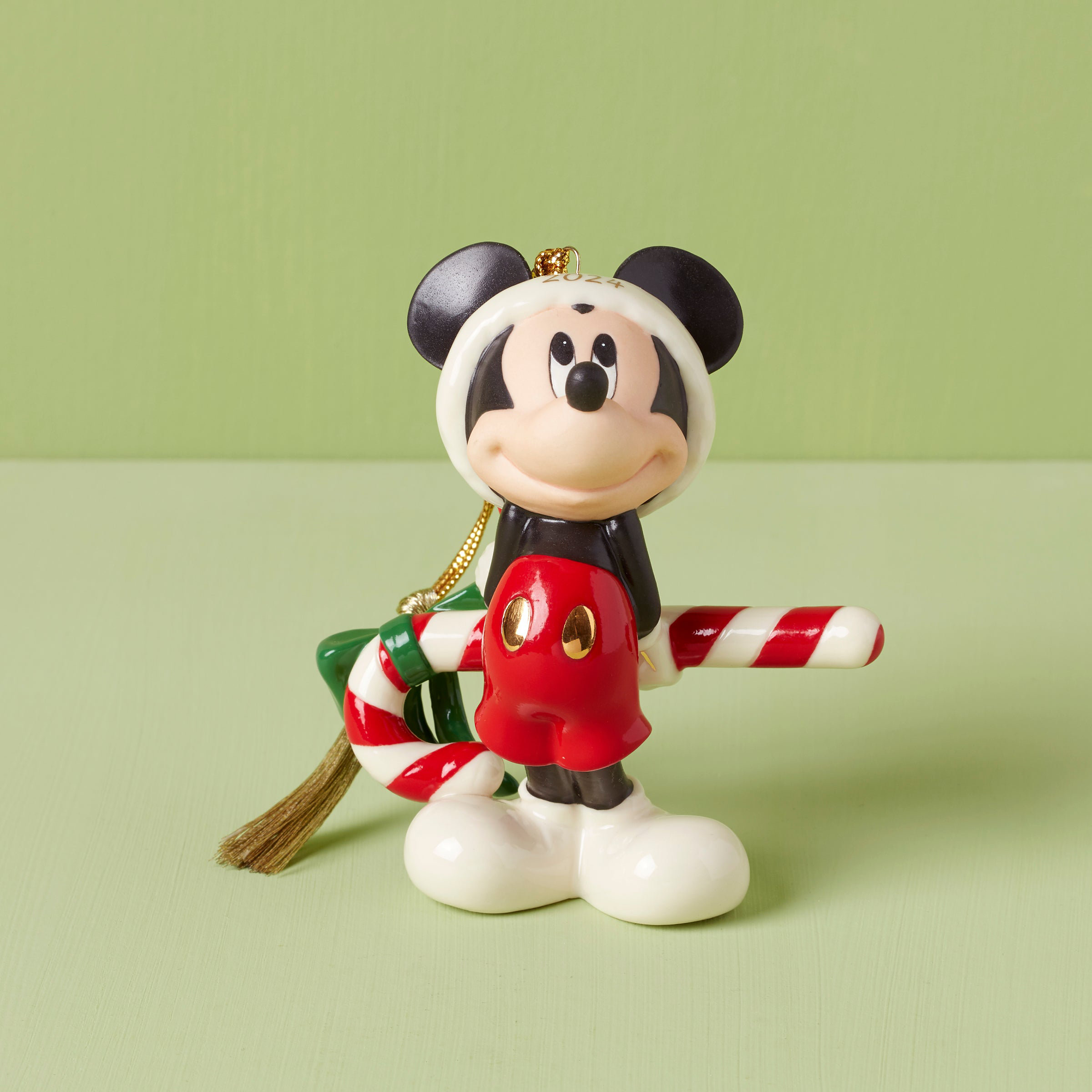 Lenox LICENSED NON DATED 2024 Mickey Mouse With Candy Cane Ornament ...
