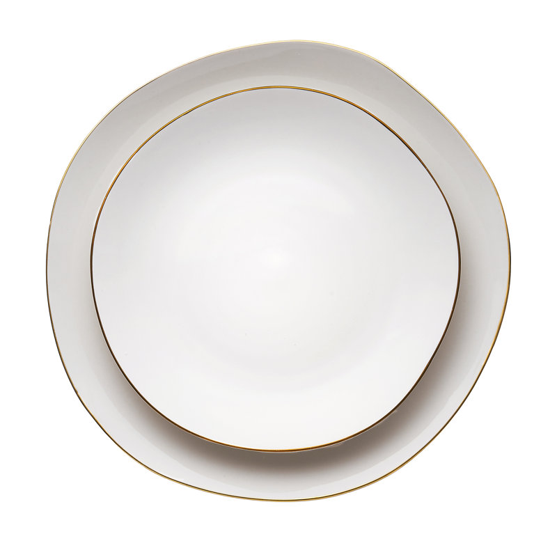 Godinger Silver Art Co Andover Black 12 Piece Gold Rim Dinnerware Set ...