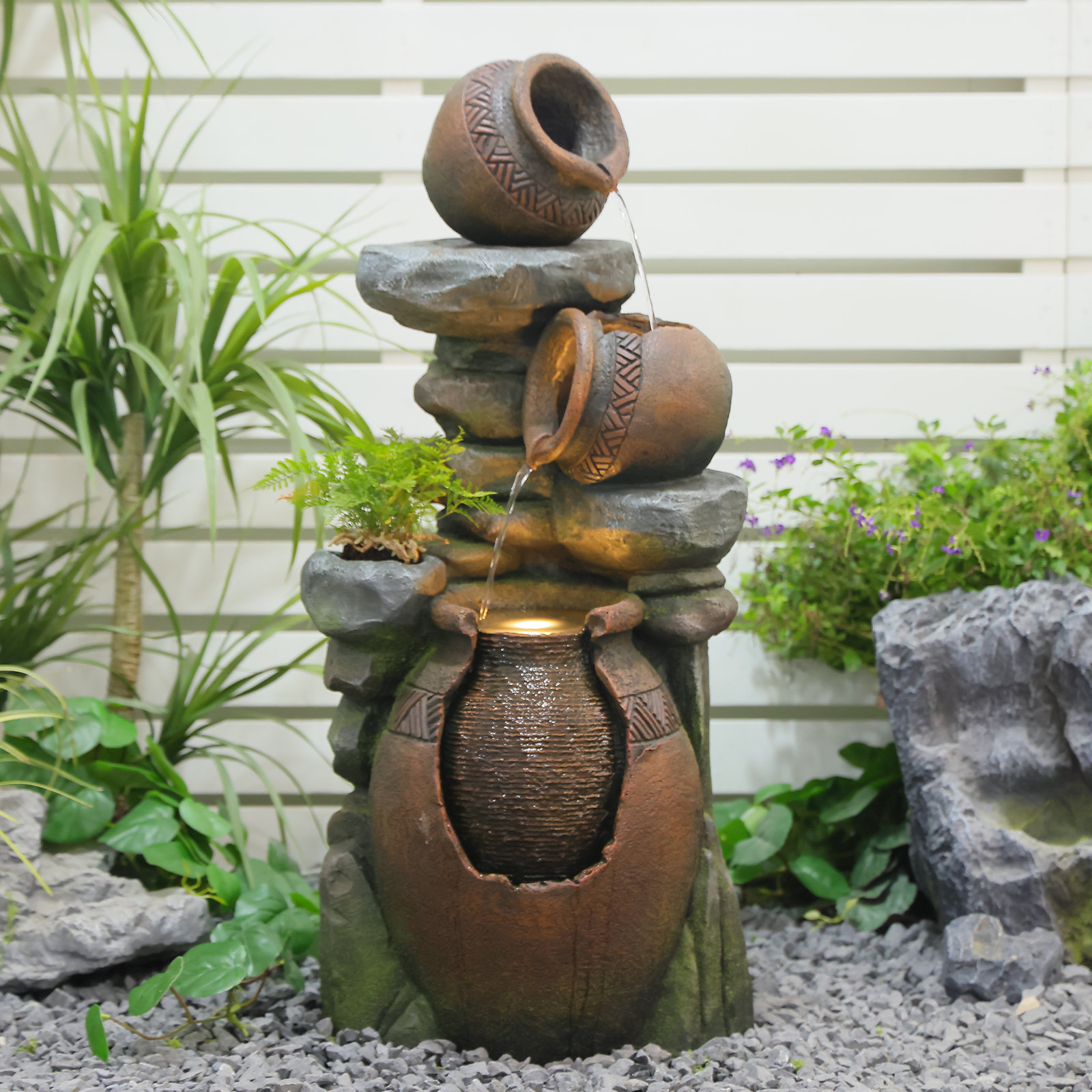 Bungalow Rose Water Fountain 3 Tier Cascading Outdoor Water Feature ...