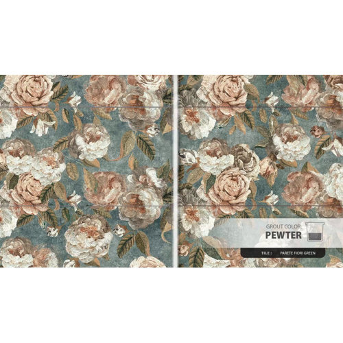 Merola Tile Parete Fiori 24" x 47" Porcelain Natural / Floral Wall ...