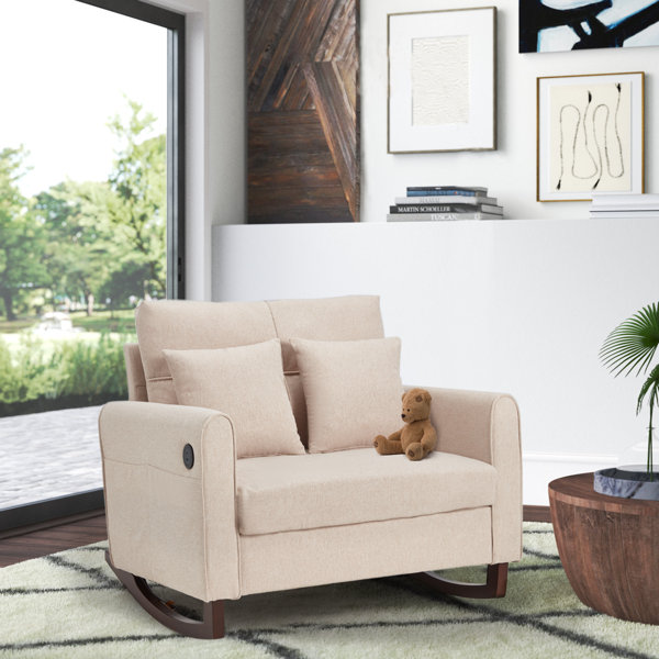 Erommy Upholstered Oversize Rocking Chair, Rocking Chair With High Back ...