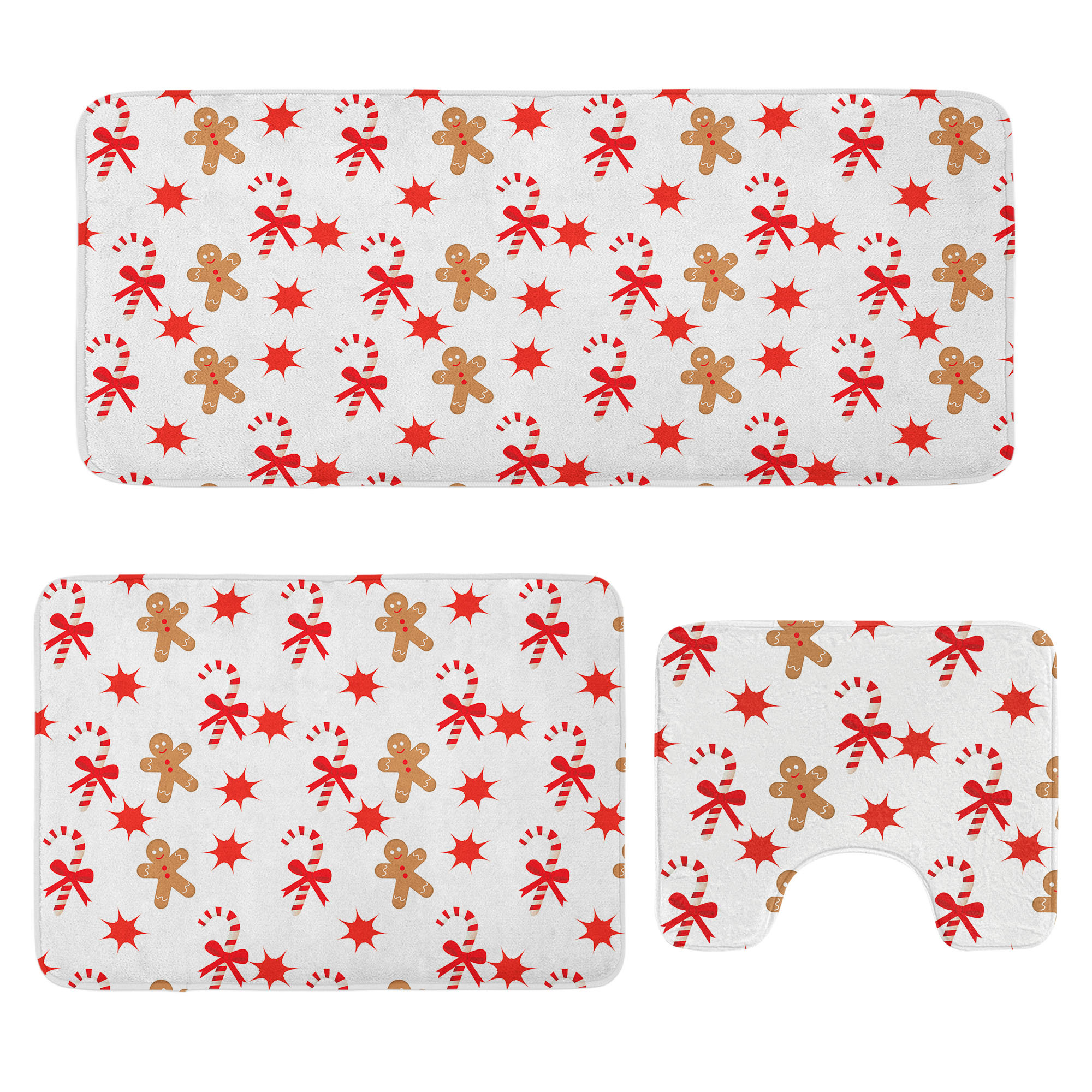 Dakota Fields Gingerbread Man Bathroom Rug Set 3 Pieces U-Shape ...