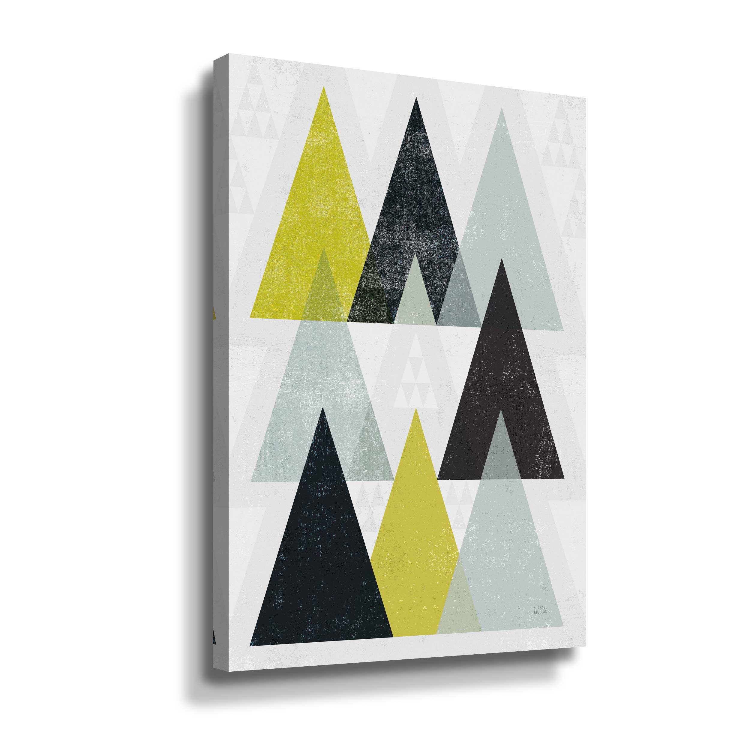 Corrigan Studio Mod Triangles IV Yellow Black Gallery Wrapped Canvas ...