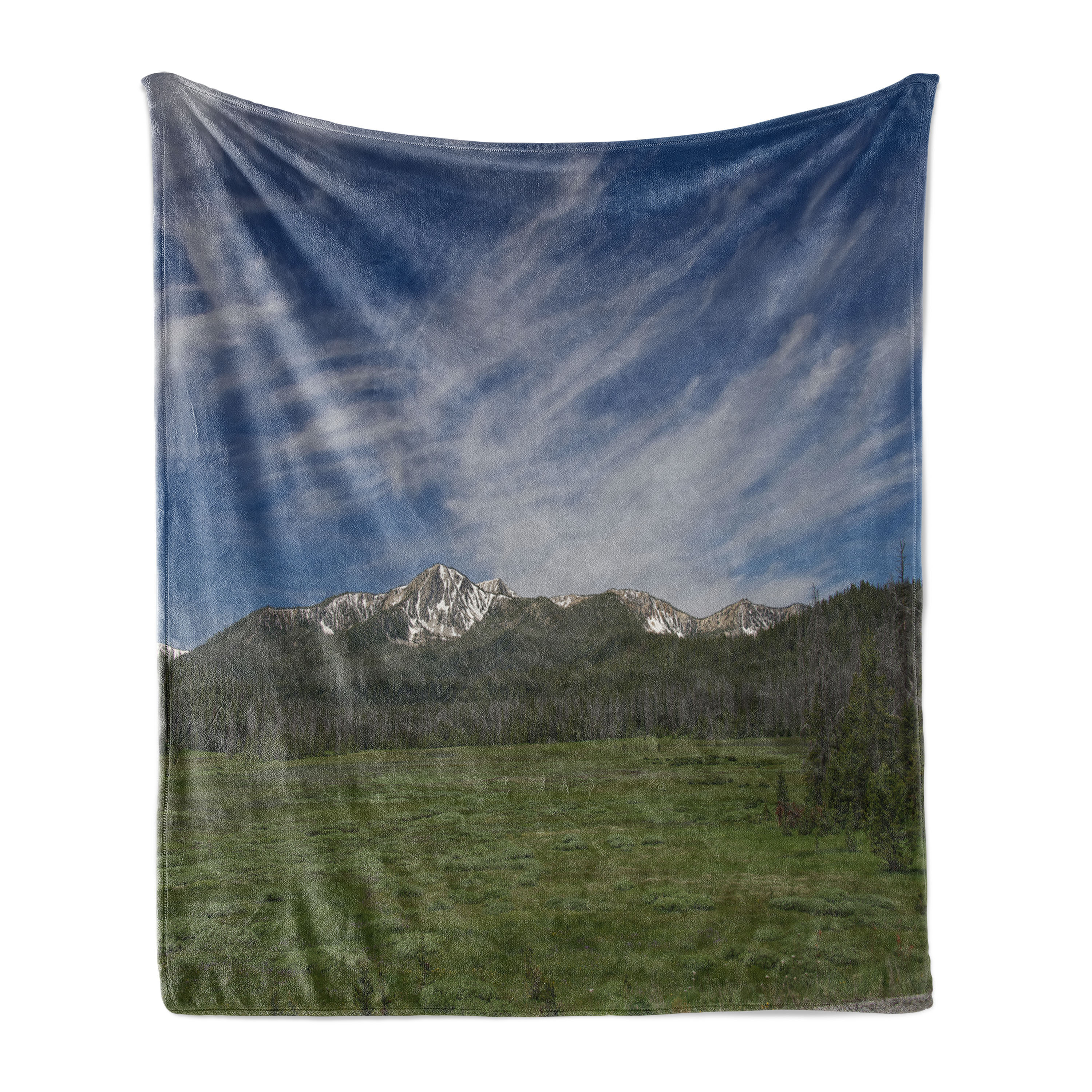 Ambesonne Idaho Fleece Throw Blanket Cape Horn Road Scenery Photo Blue ...