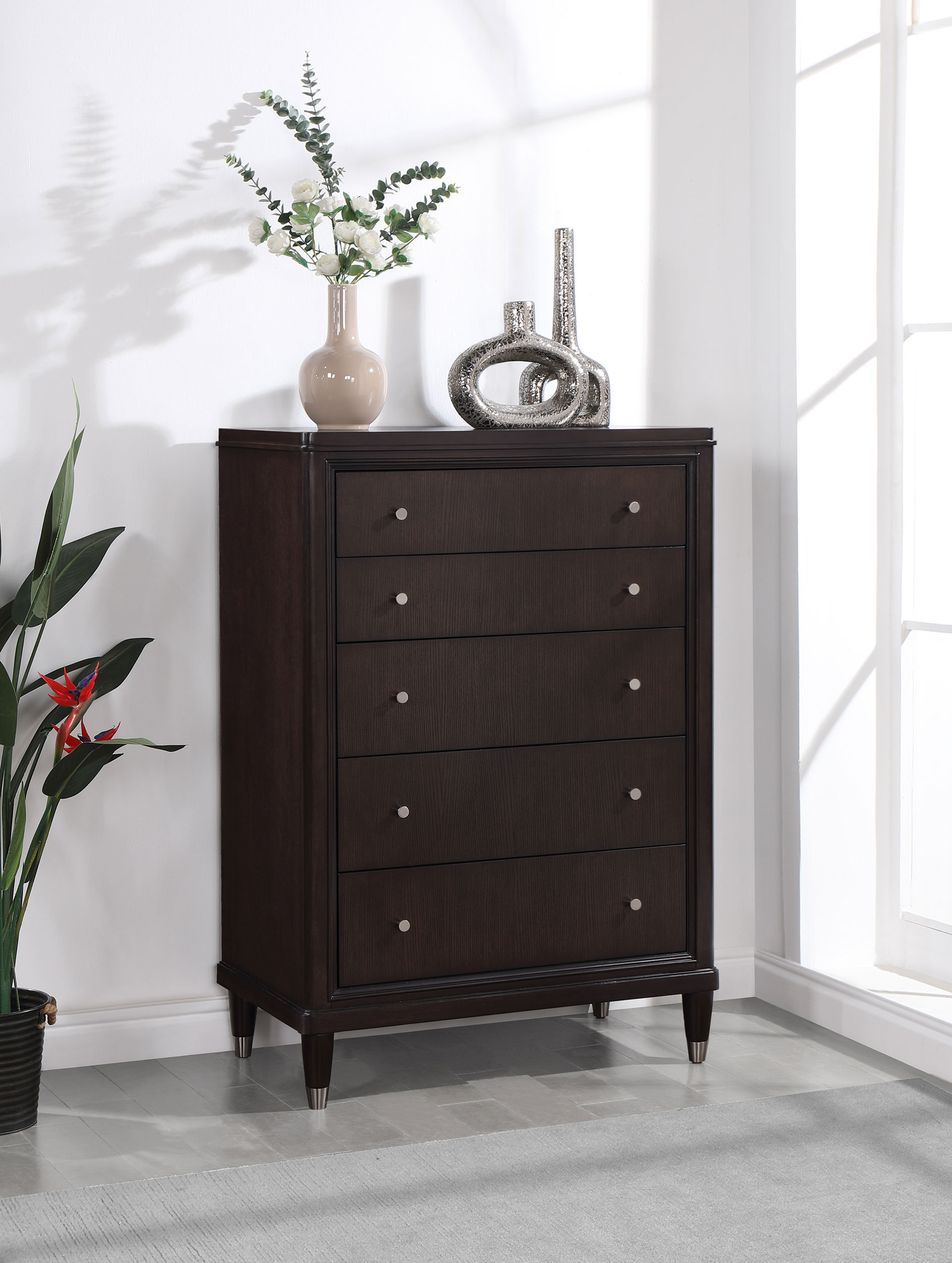 Alma Emberlyn 5-Drawer Bedroom Chest Brown | Wayfair