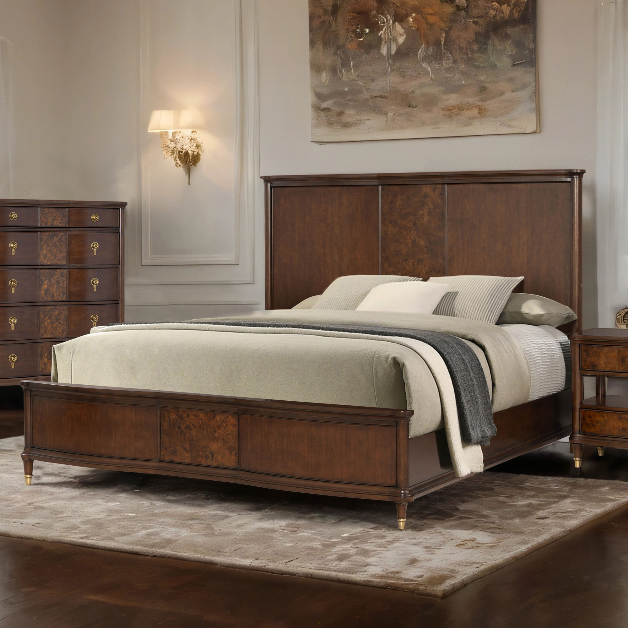 House of Hampton® Penelope Solid Wood Panel Bed With Led Reading Lights ...