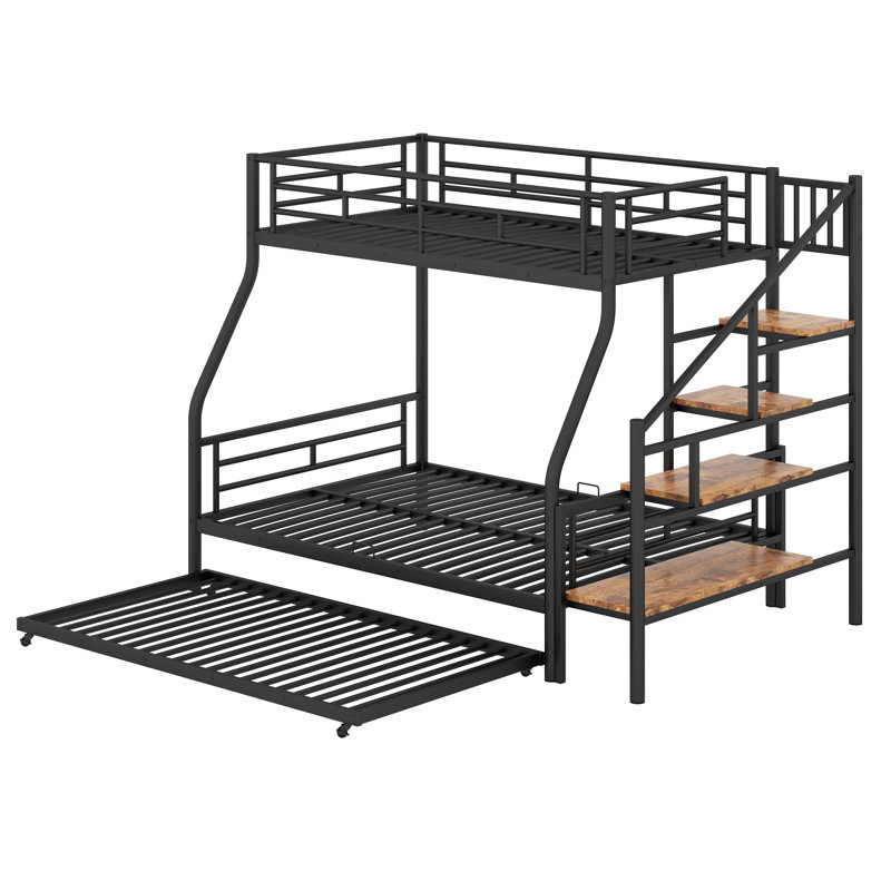 Cosmic Twin Over Full Metal Futon Bunk Bed with with Trundle | Wayfair
