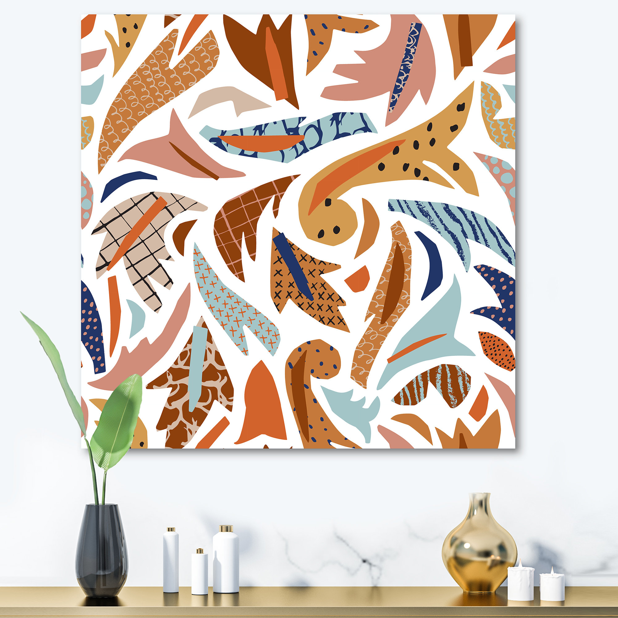 East Urban Home Baroque Inspired Stylized Doodles - Wrapped Canvas ...