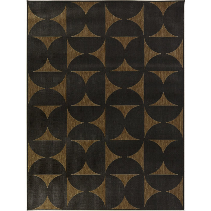 George Oliver Wrightson Flatweave Black/Brown Indoor/Outdoor Rug ...