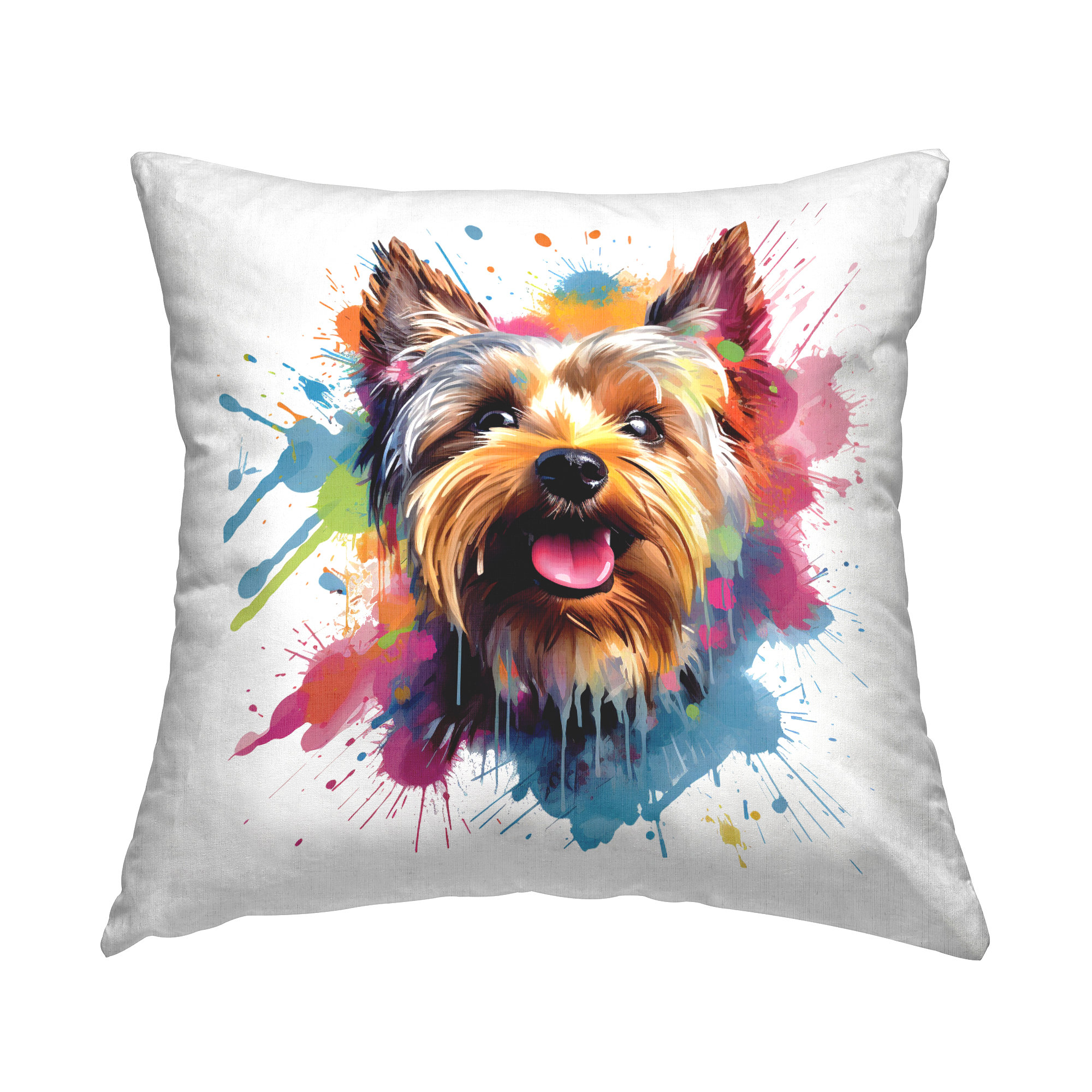 Stupell Industries Bold Hued Yorkie Decorative Printed Throw Pillow by ...