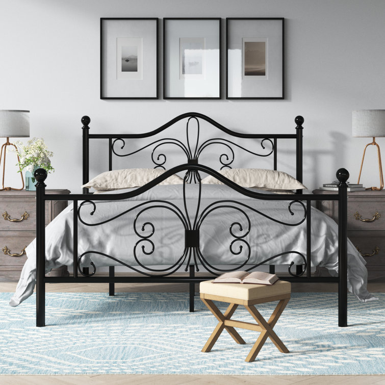 Lark Manor Anterrio Metal Open-Frame Bed with Butterfly Pattern Design ...