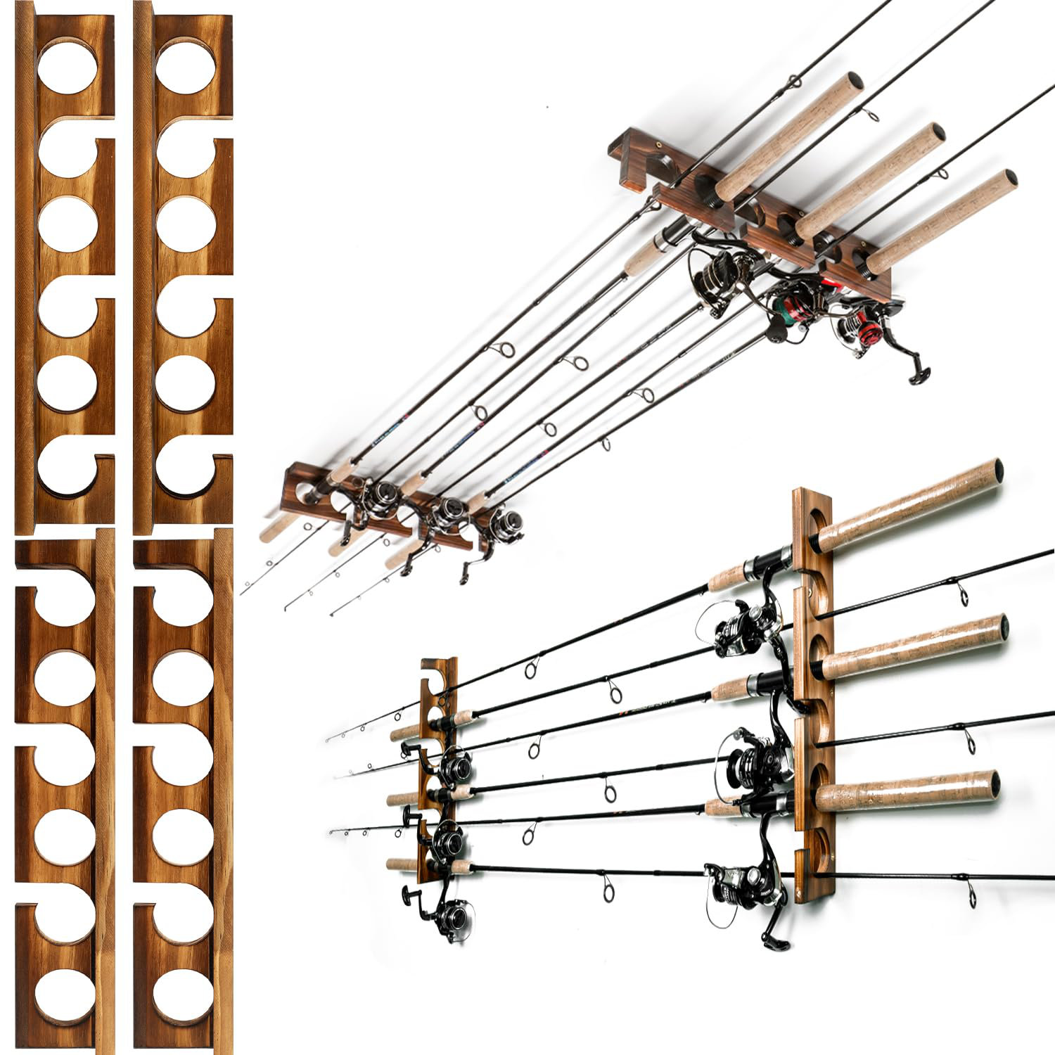 Arlmont & Co. Holds Up To 12 Rods Fishing Pole Rod Racks Wall Or ...