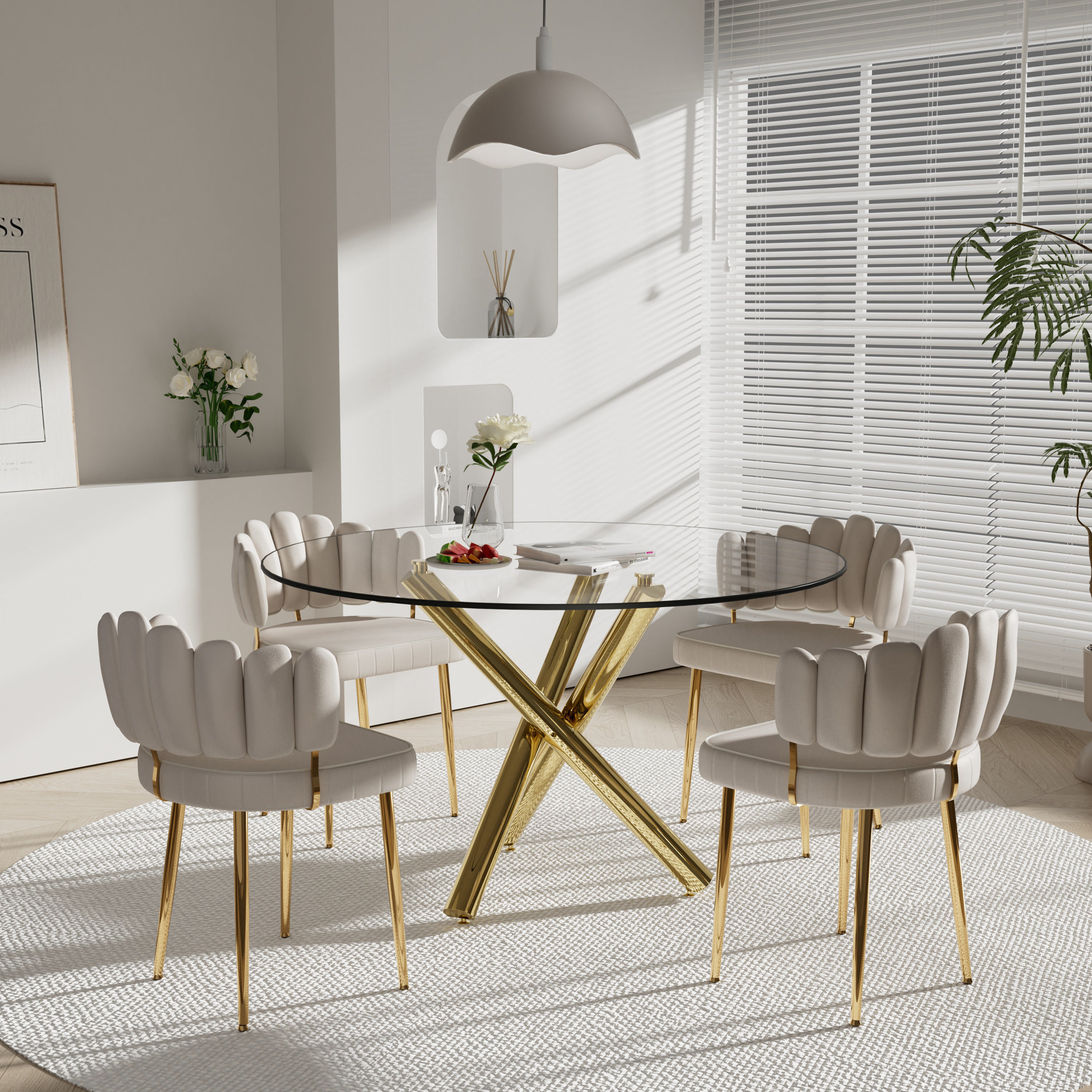 Mercer41 5 - Piece Round Glass Dining Set | Wayfair