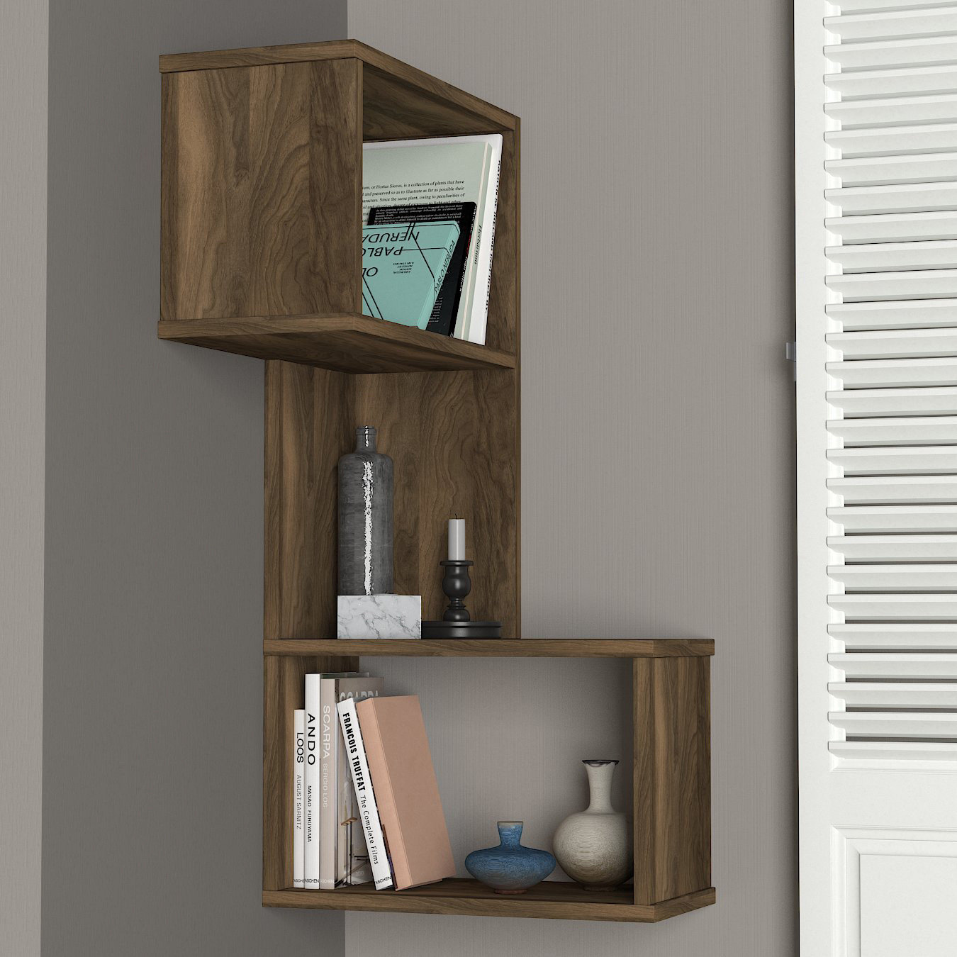 East Urban Home Whigham 4 Piece Corner Shelf with Adjustable Shelves ...