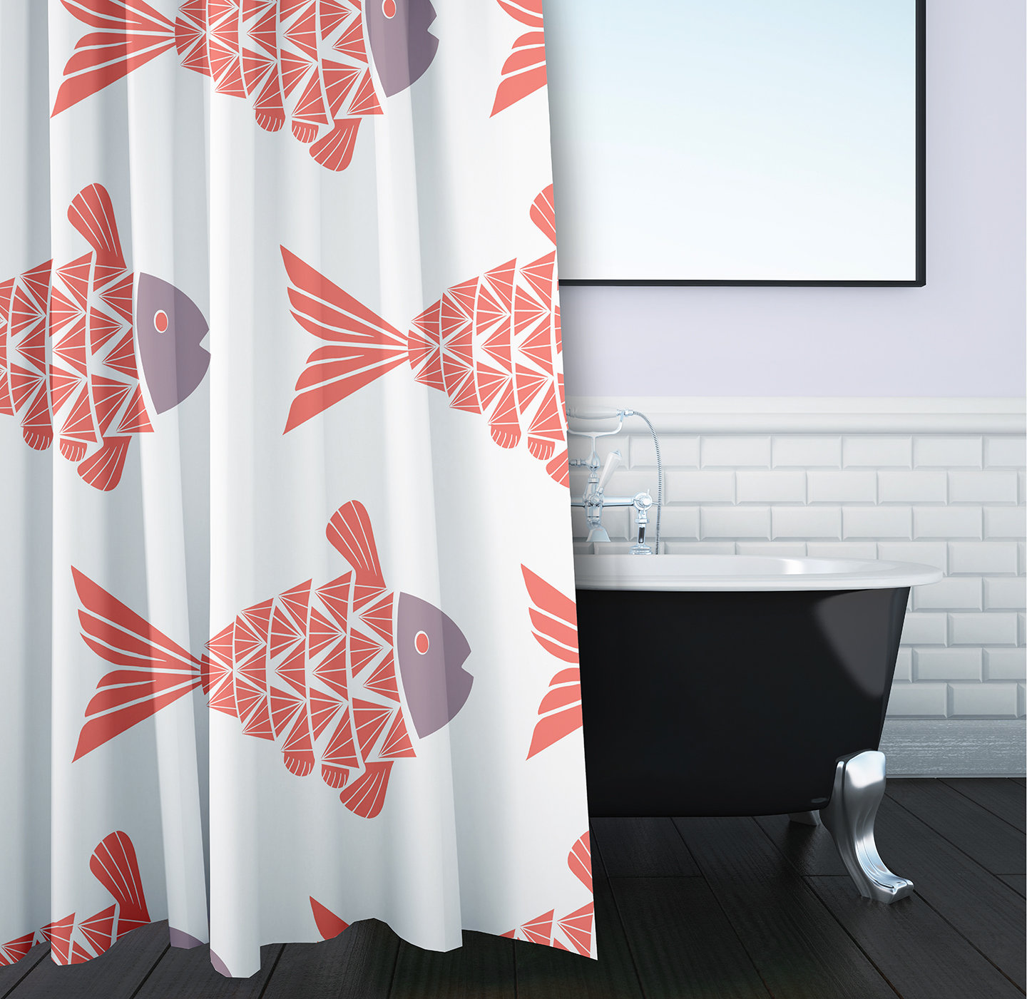 Bay Isle Home™ Grand Ridge Polyester Fish Tales Coastal Single Shower ...