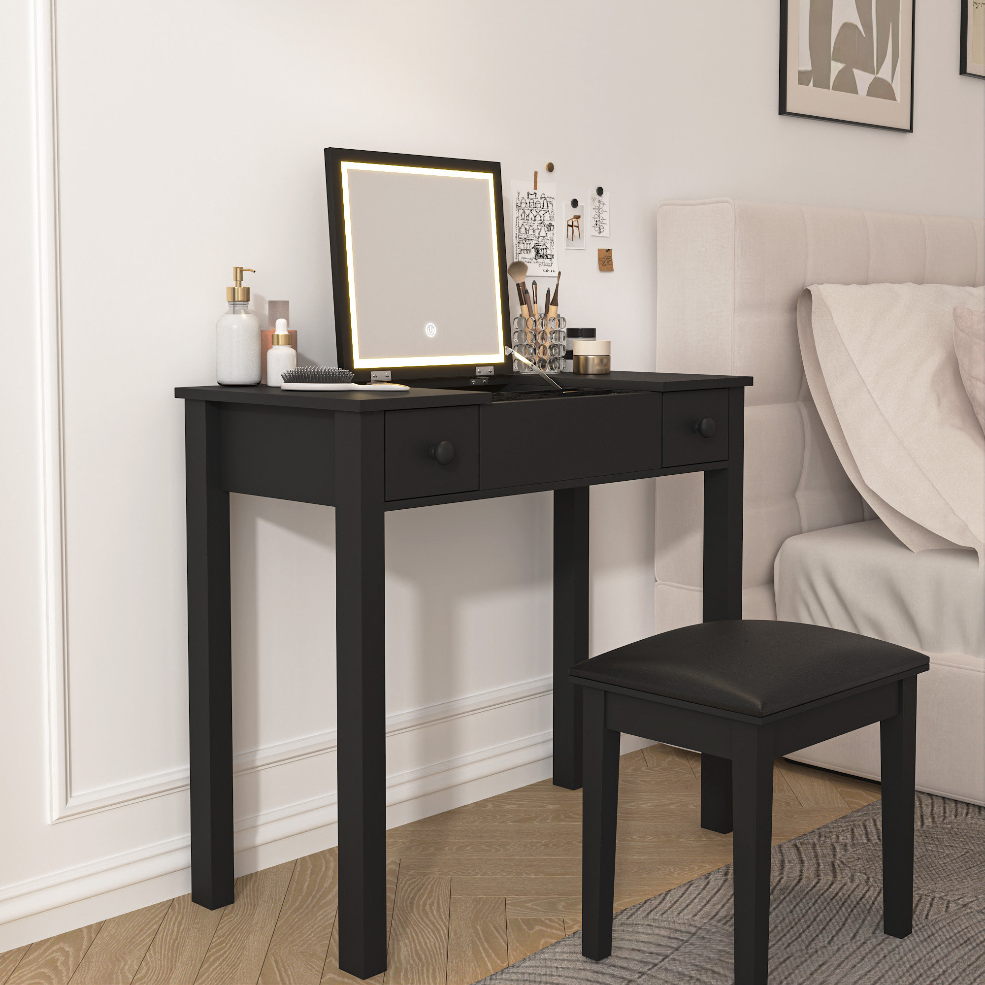 Ivy Bronx Multi-Functional Dressing Table With 3-Level Adjustable ...